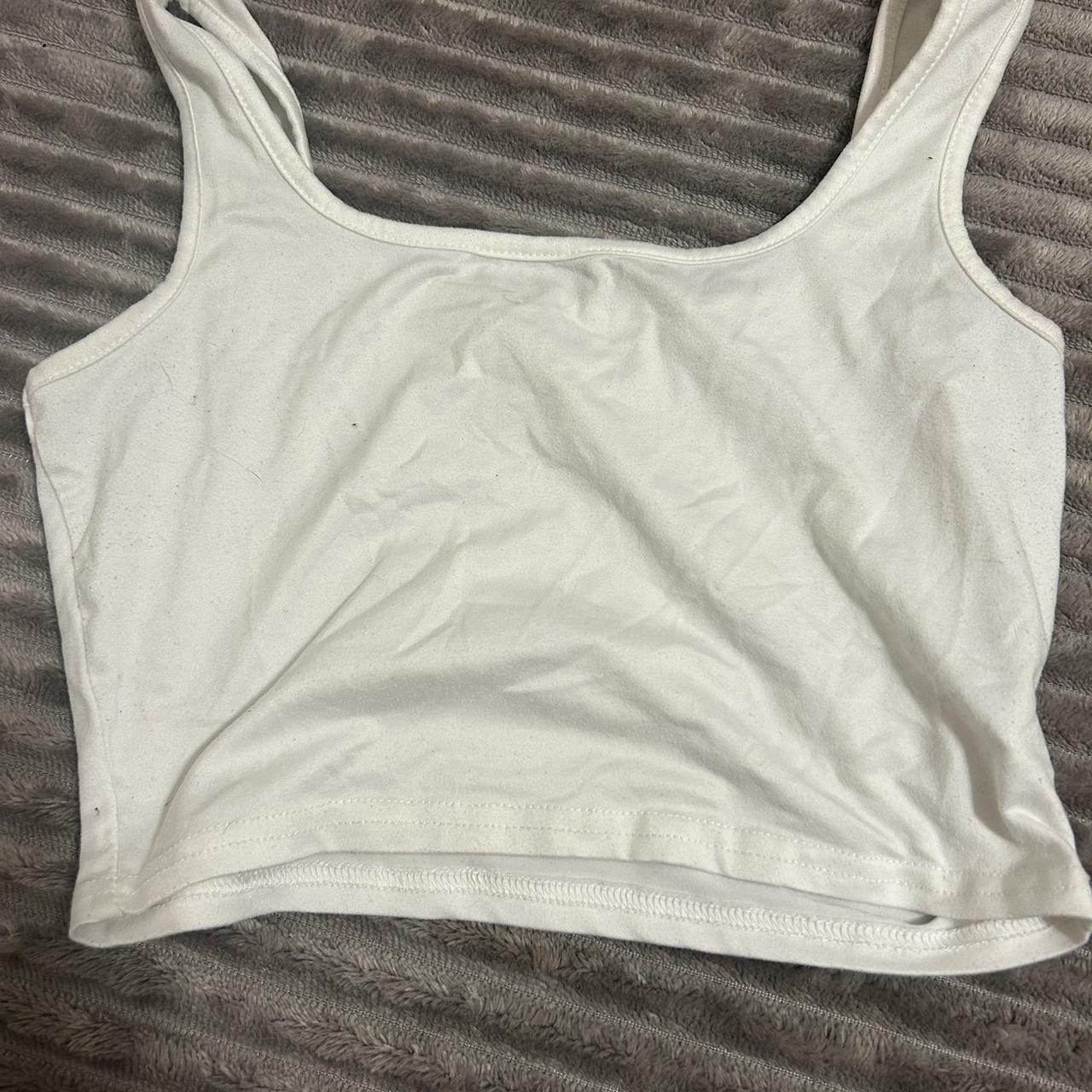 cute basic white tank crop top - Depop