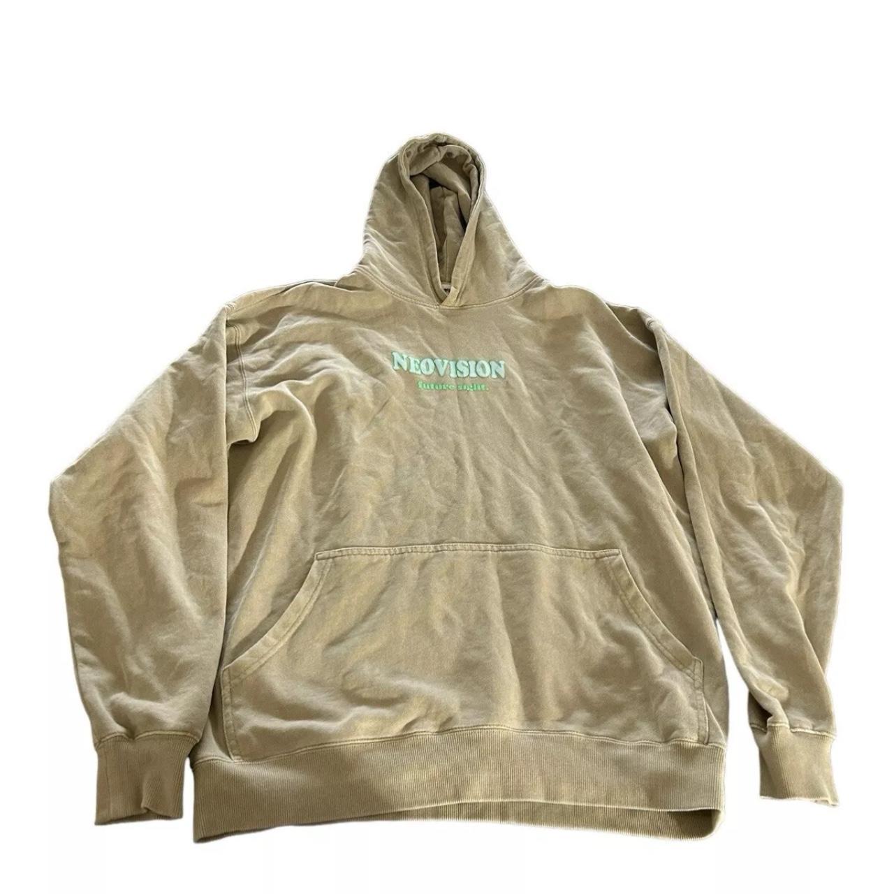Neovision Men’s Hoodie Jumper Size S Beige Logo... | Depop