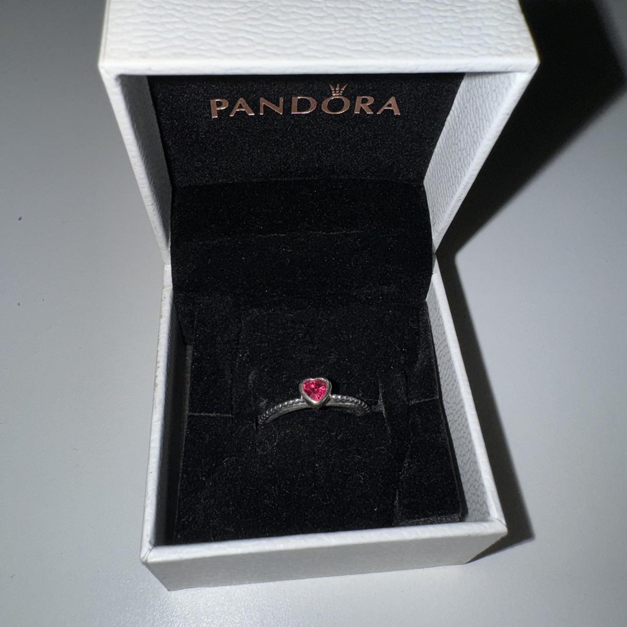 Pandora One Love heart ring red silver size 5... - Depop