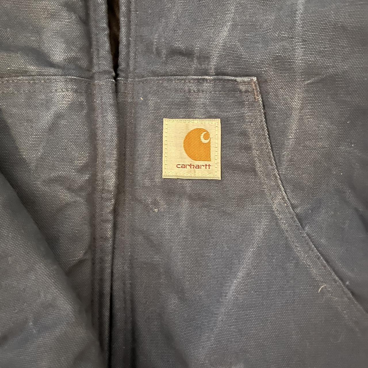 Navy blue carhartt bomber jacket Fits like a men’s... - Depop