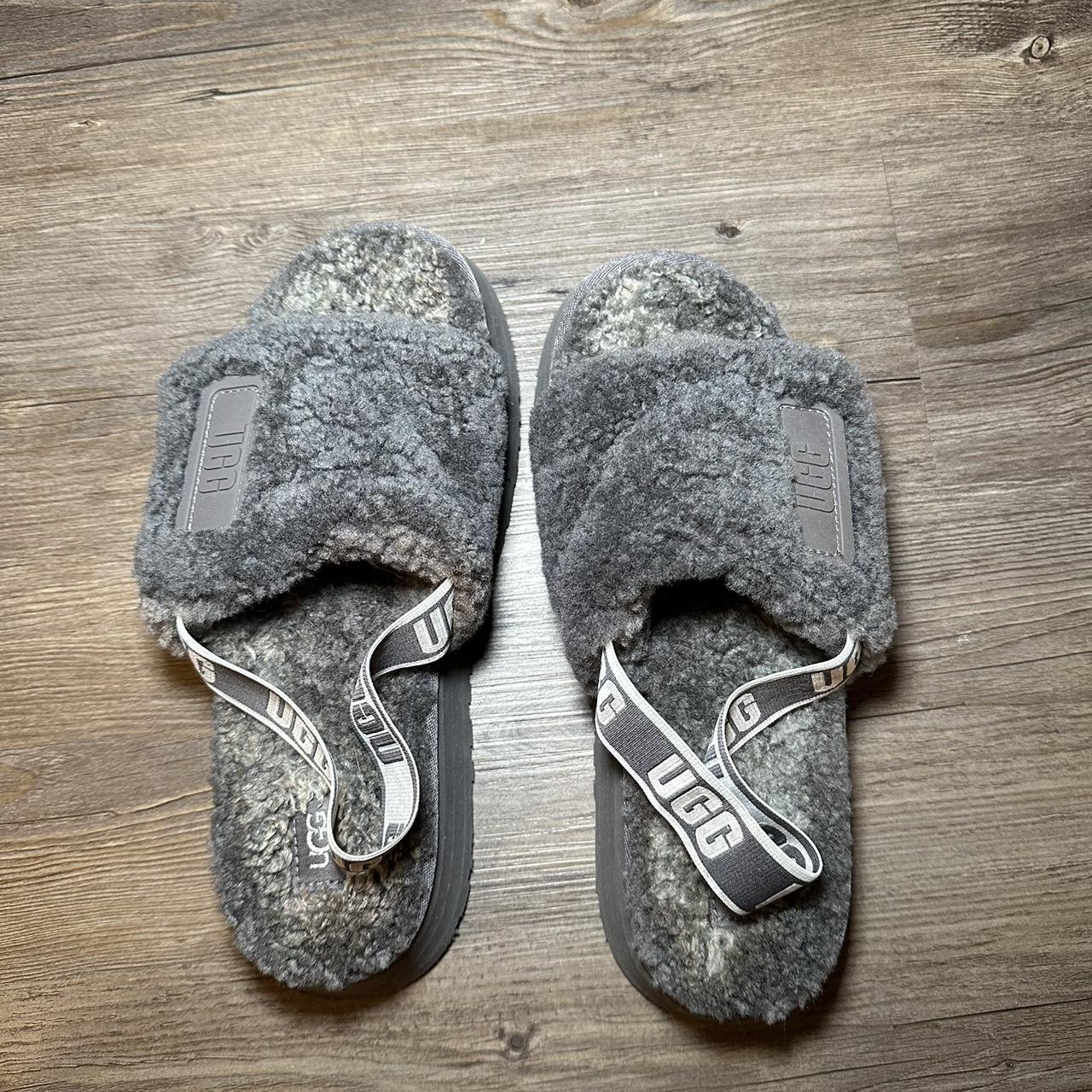 Gray platform uggs Fits 9-10 #ugg #uggslippers... - Depop