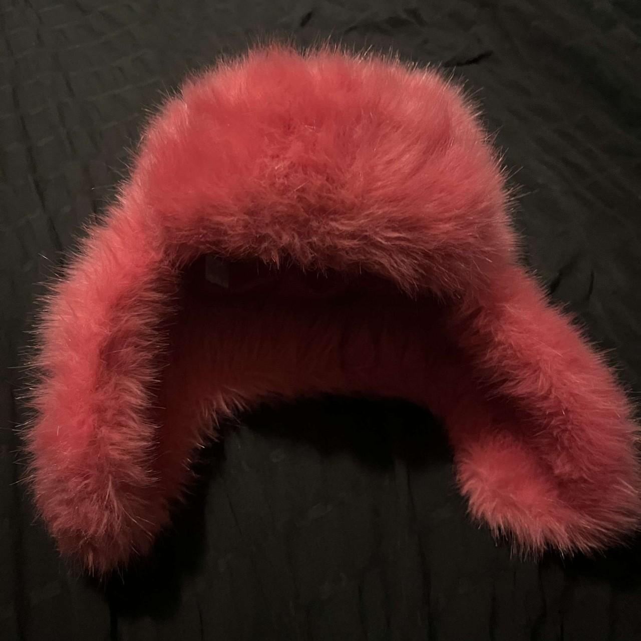 Pink y2k fluffy ahh ushanka - Depop