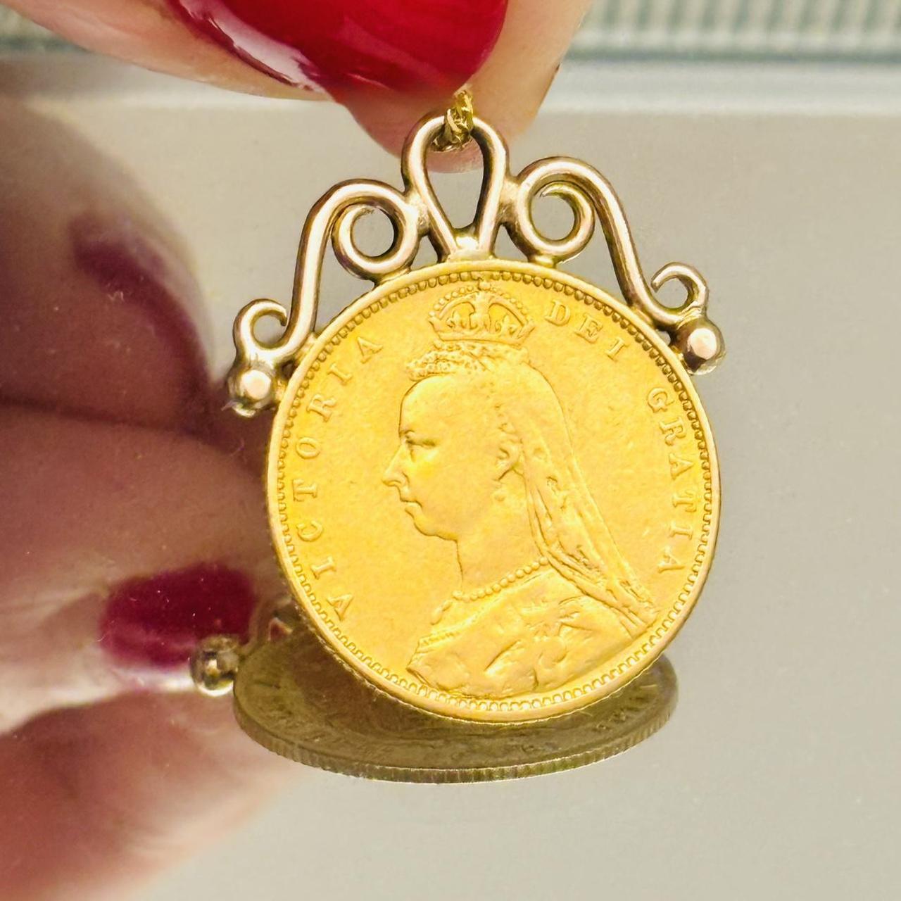 half sovereign 22ct gold victorian 1892 pendant... | Depop