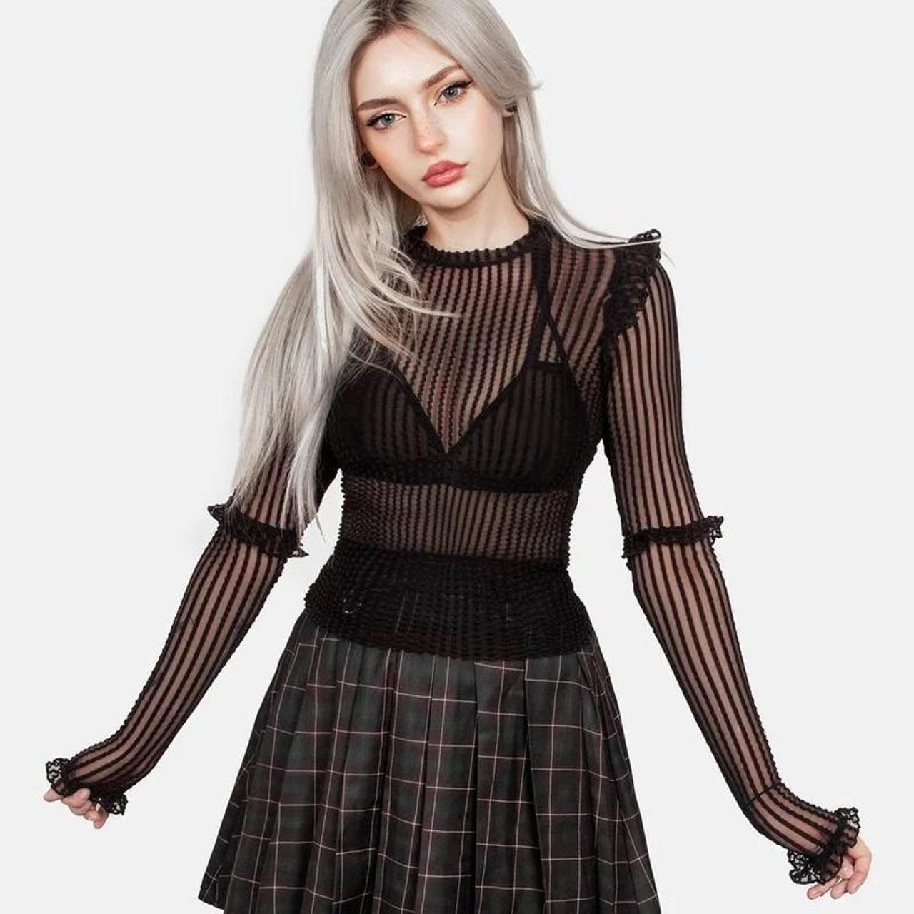 Mourning Ruffle Top Disturbia mesh ruffled hem long... - Depop