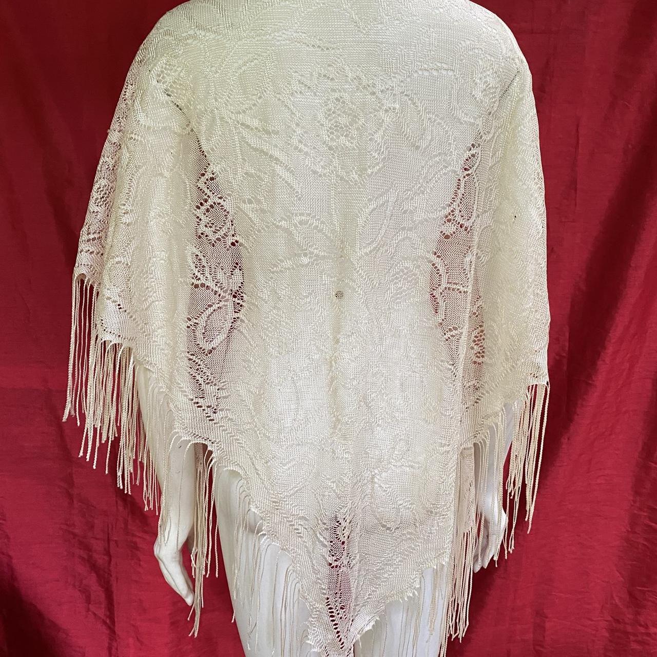 Beautiful vintage cream light mesh shawl. In good... - Depop
