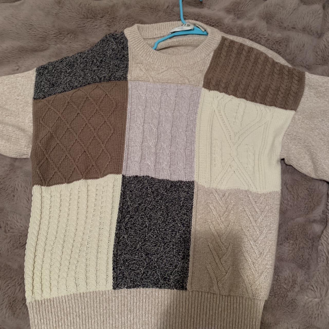•super cool patchwork sweater men’s size... - Depop