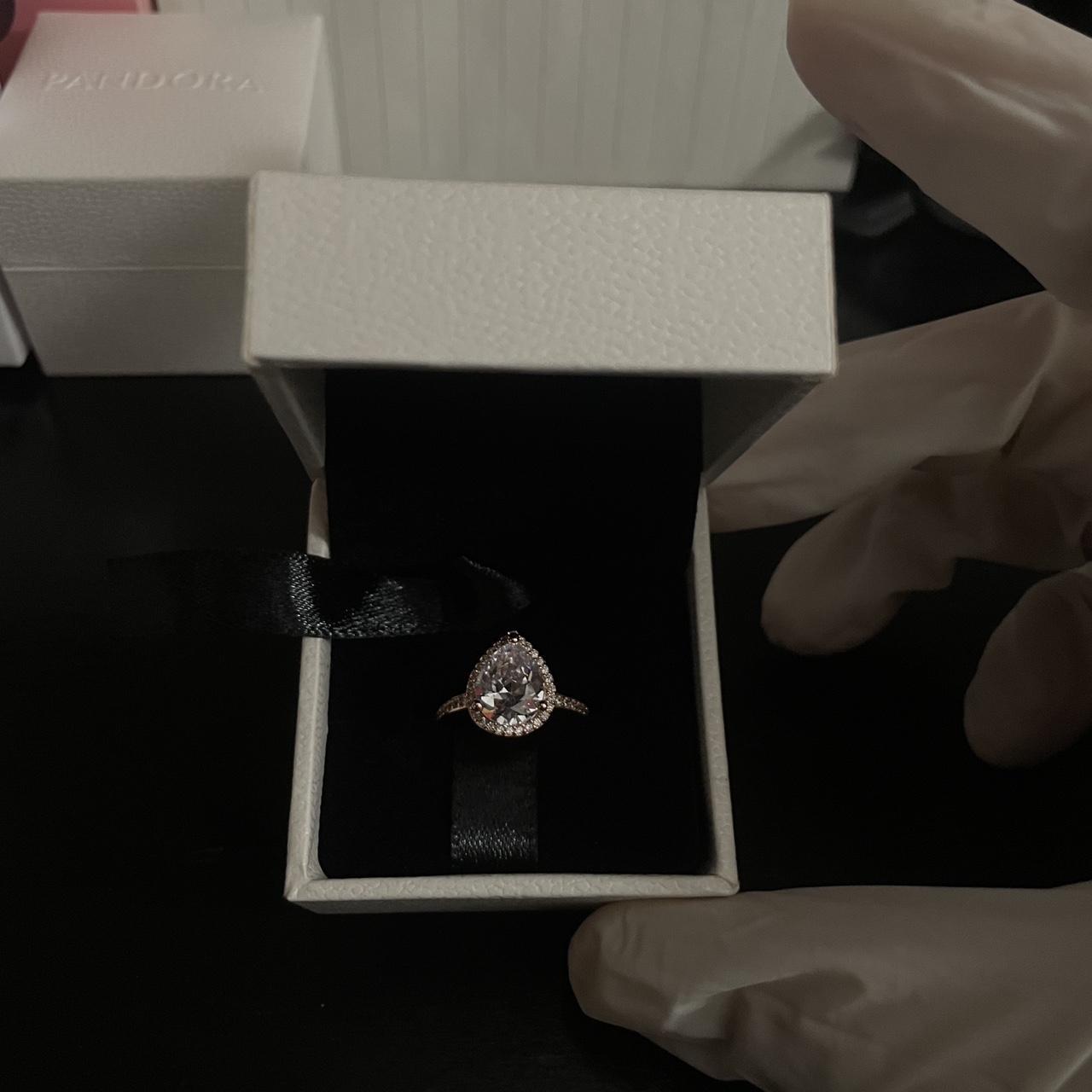 Pandora Sparkling Pear Halo Ring, Rose Gold Size 6 ,... - Depop