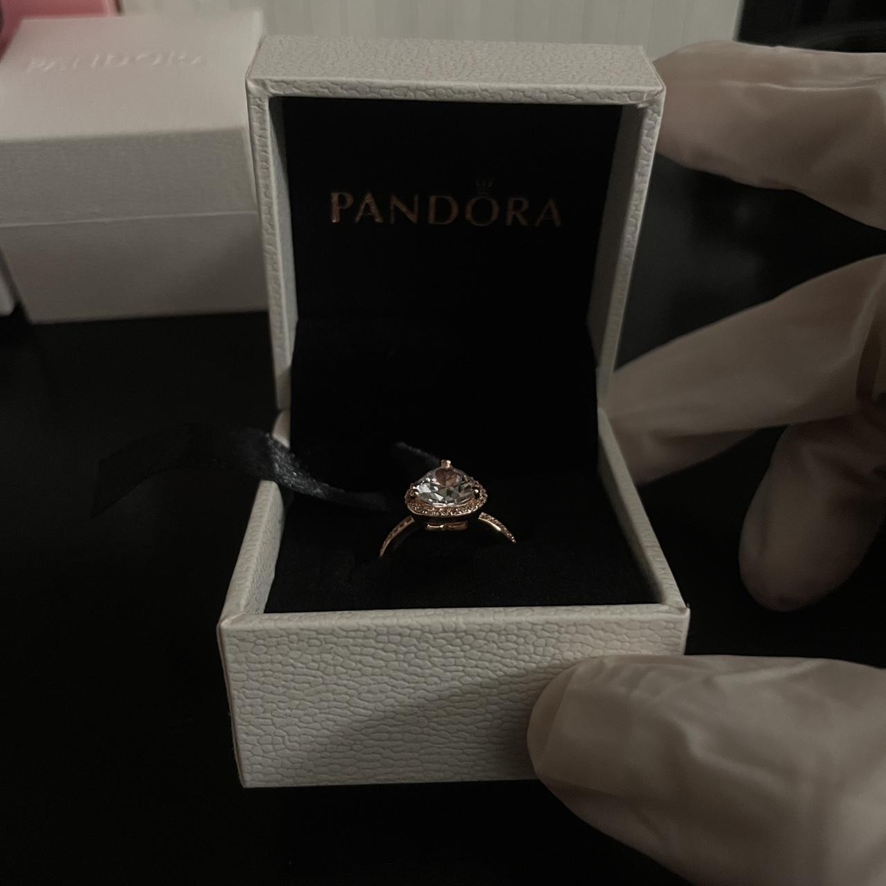 Pandora Sparkling Pear Halo Ring, Rose Gold Size 6 ,... - Depop