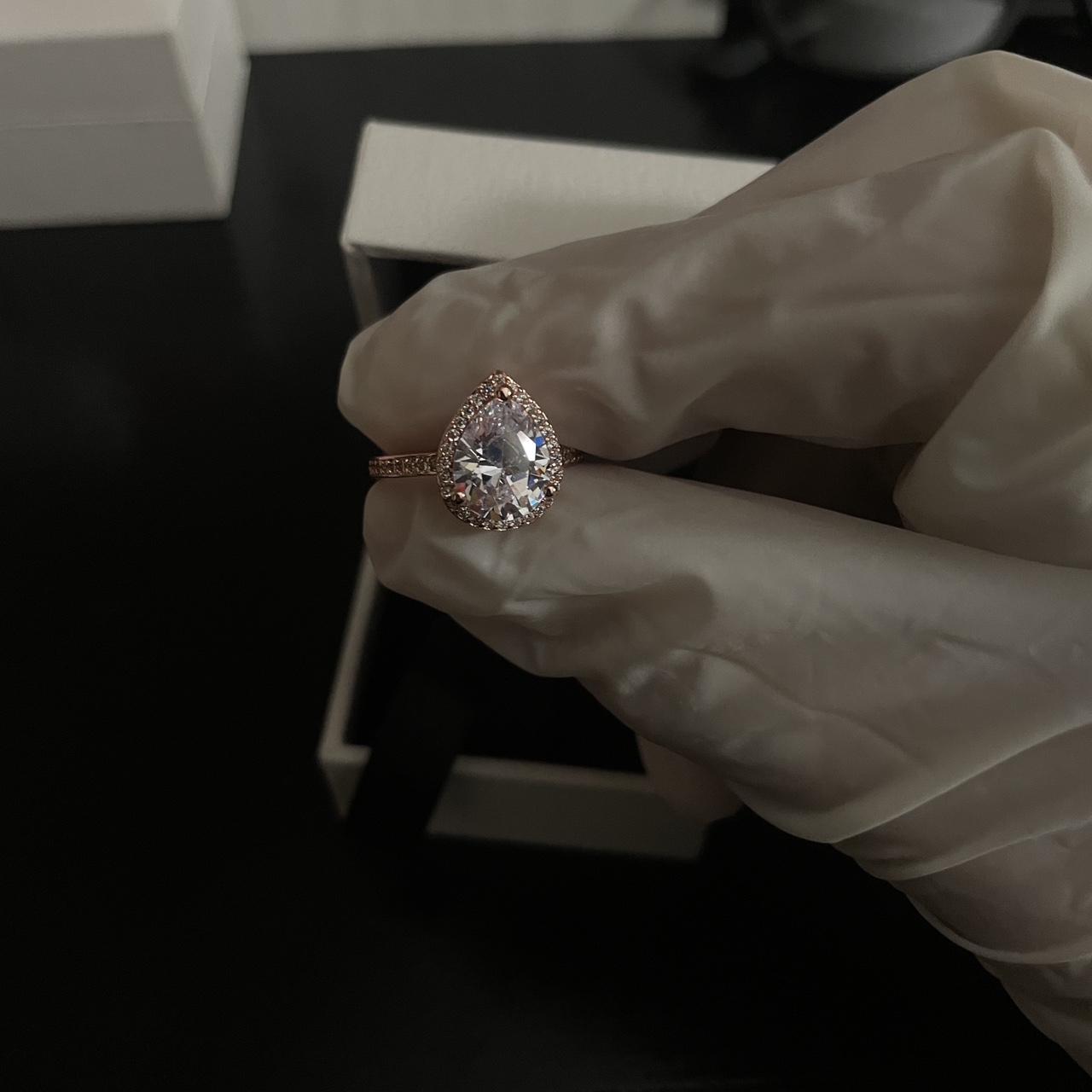 Pandora Sparkling Pear Halo Ring, Rose Gold Size 6 ,... - Depop