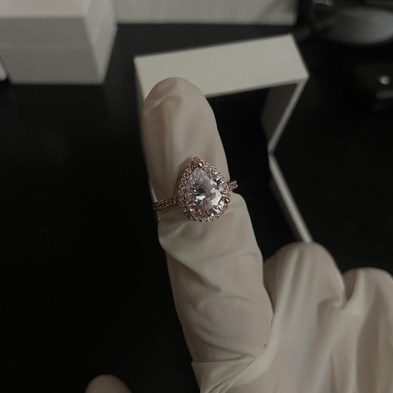 Pandora Sparkling Pear Halo Ring, Rose Gold Size 6 ,... - Depop