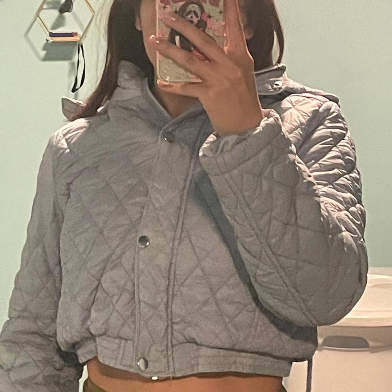 small baby blue cropped jacket with zipper & buttons... - Depop