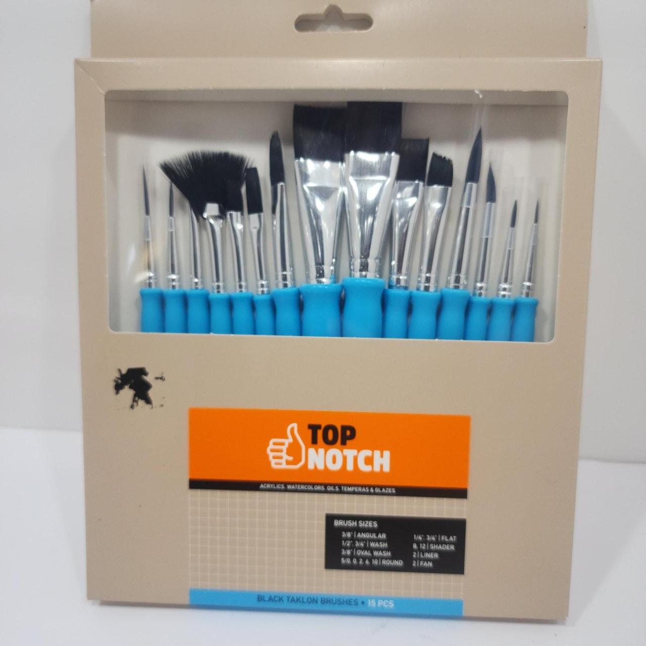 Top Notch 15 Piece Black Taklon Brush Set Mixed... | Depop