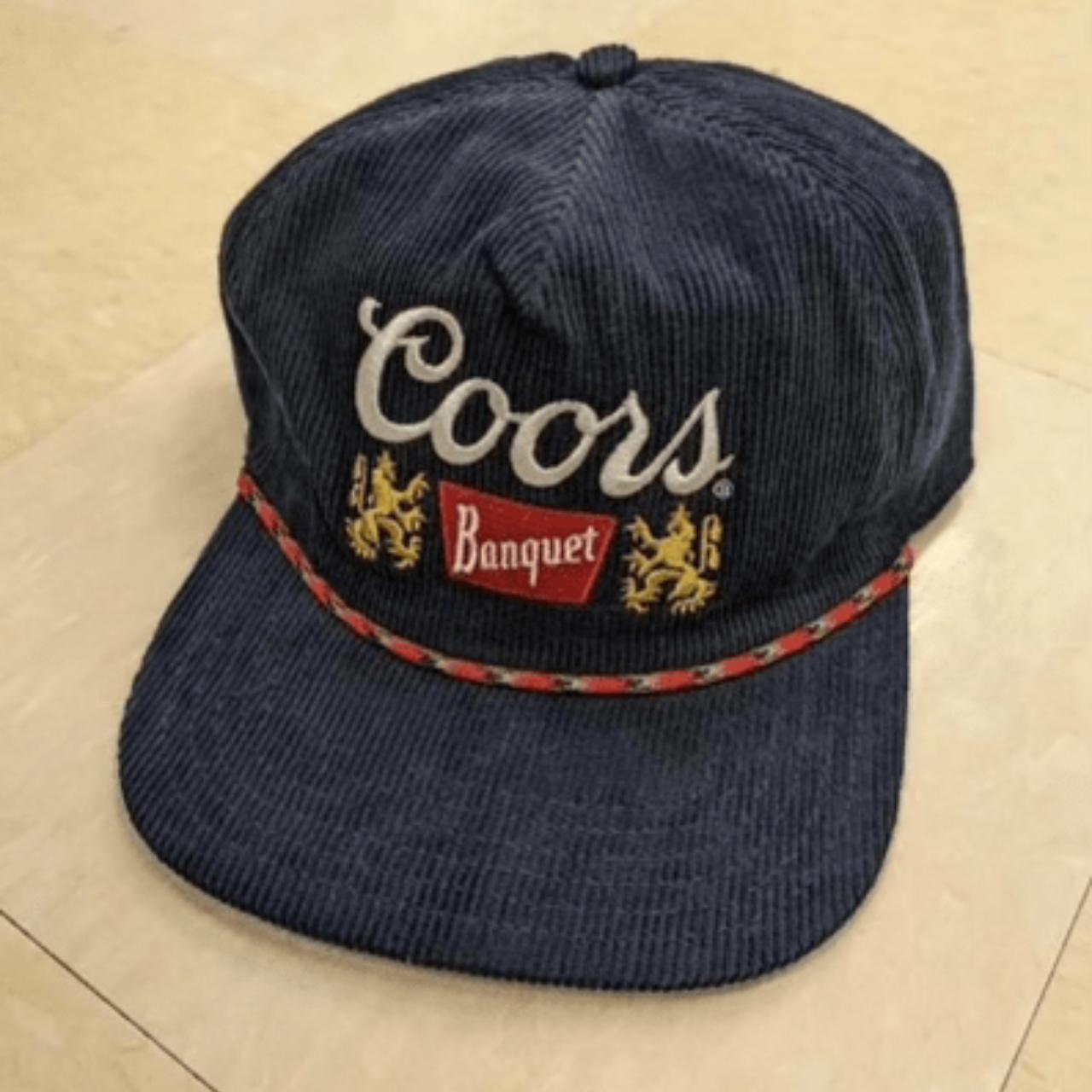 Navy Blue Corduroy hat with red rope - vintage Coors... - Depop