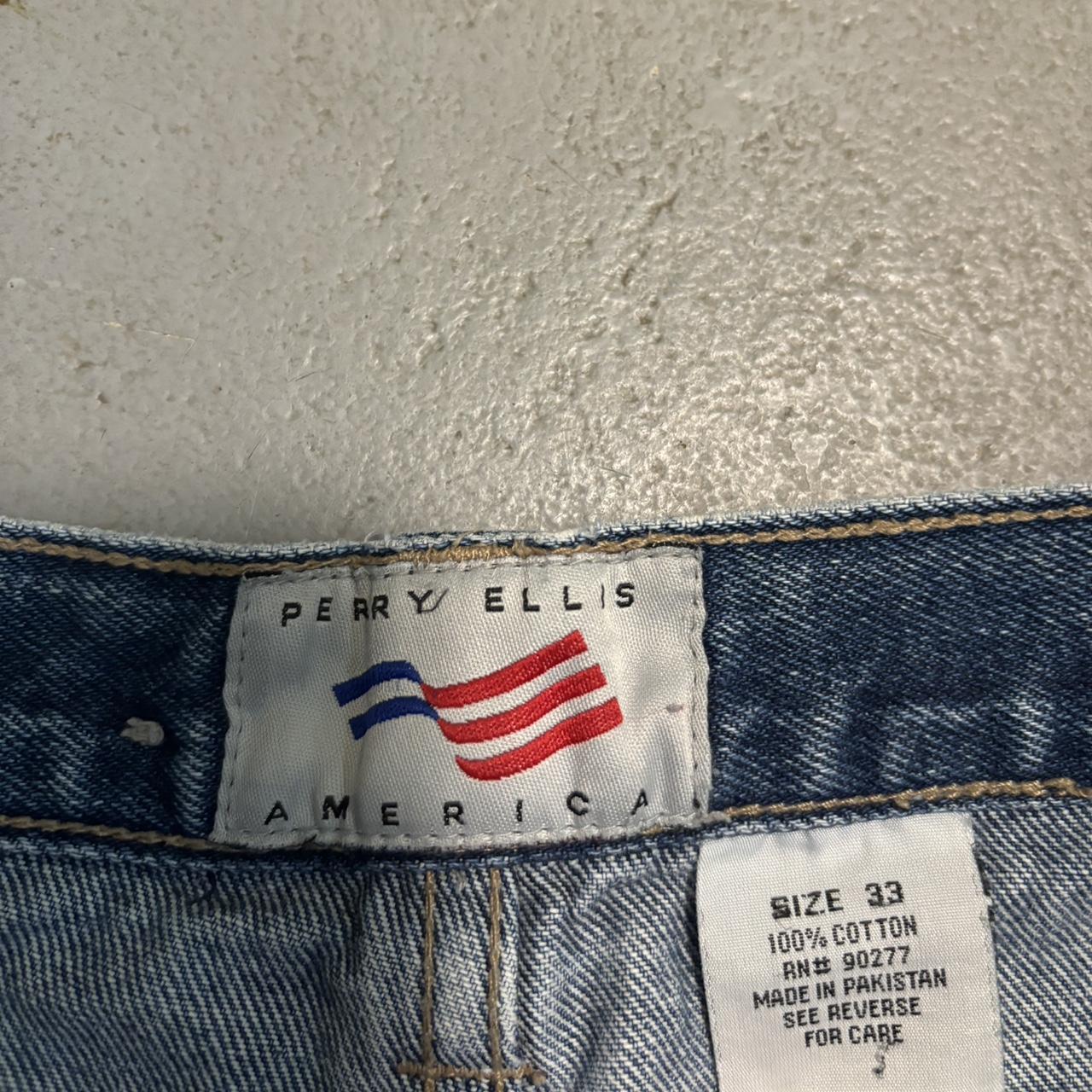 90s Y2K Baggy Perry Ellis Jean Shorts - Depop