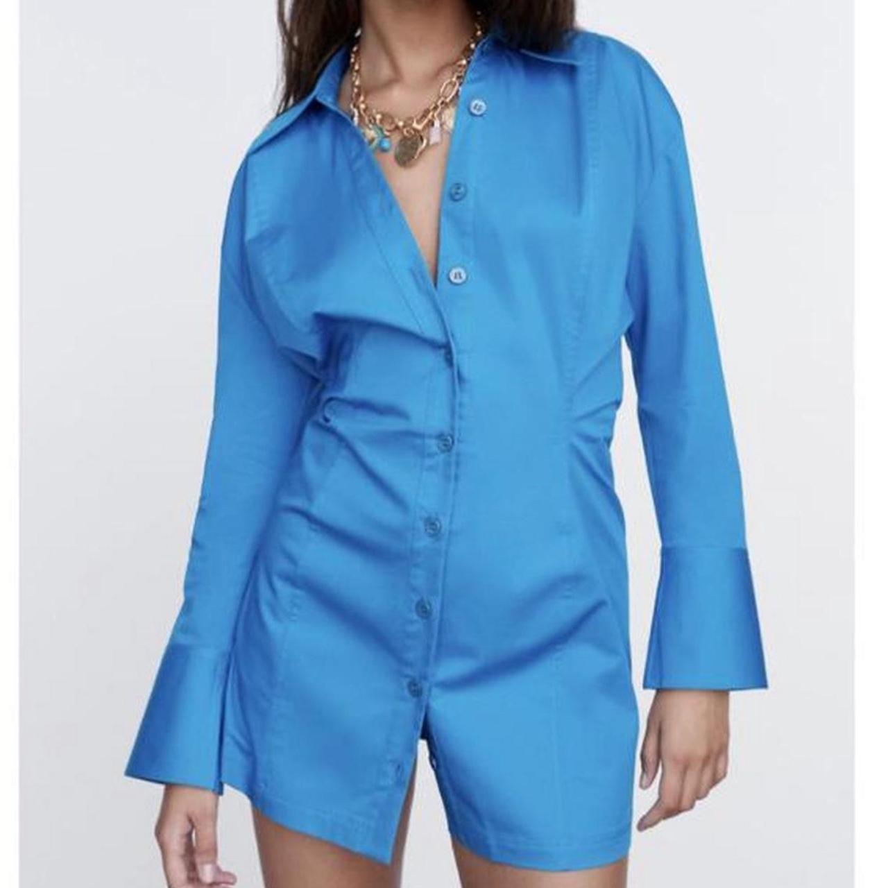 Zara blue shirt dress. Size S. never worn so still... - Depop