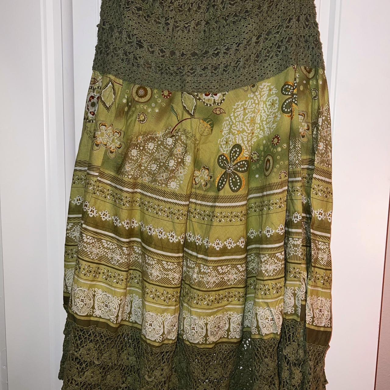 for the boho / earthy baddies cute green skirt with... - Depop