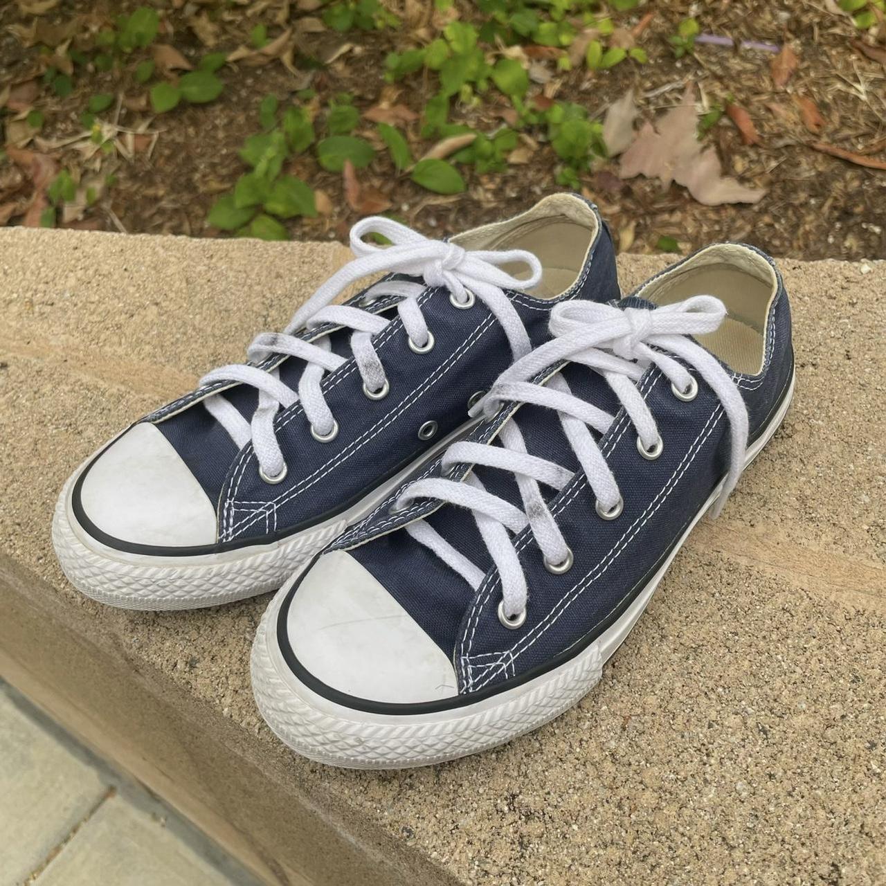 Navy Blue Converse Brand: Converse Fabric:... - Depop