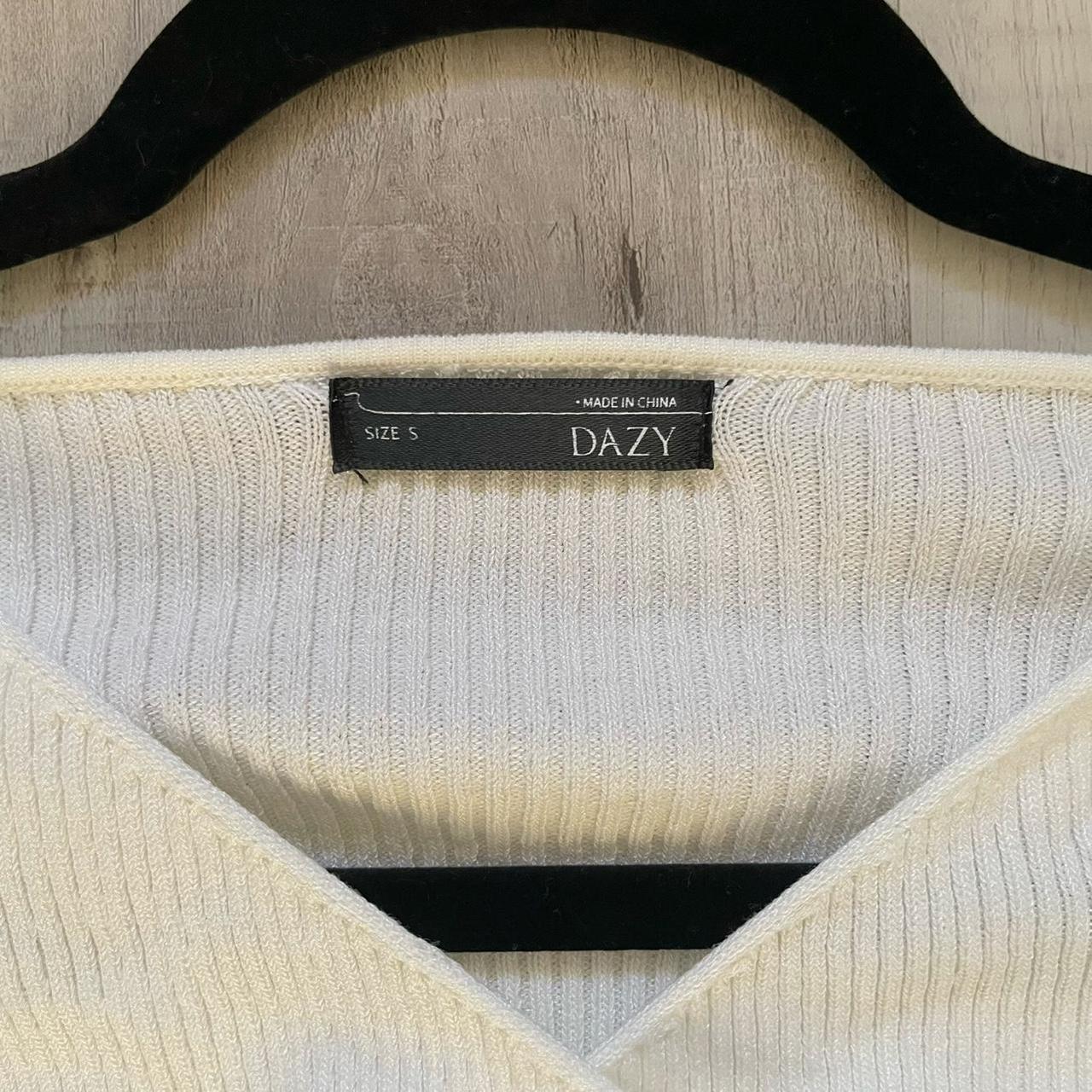 DAZY White Korean Style Wrap Top • Higher neckline... - Depop