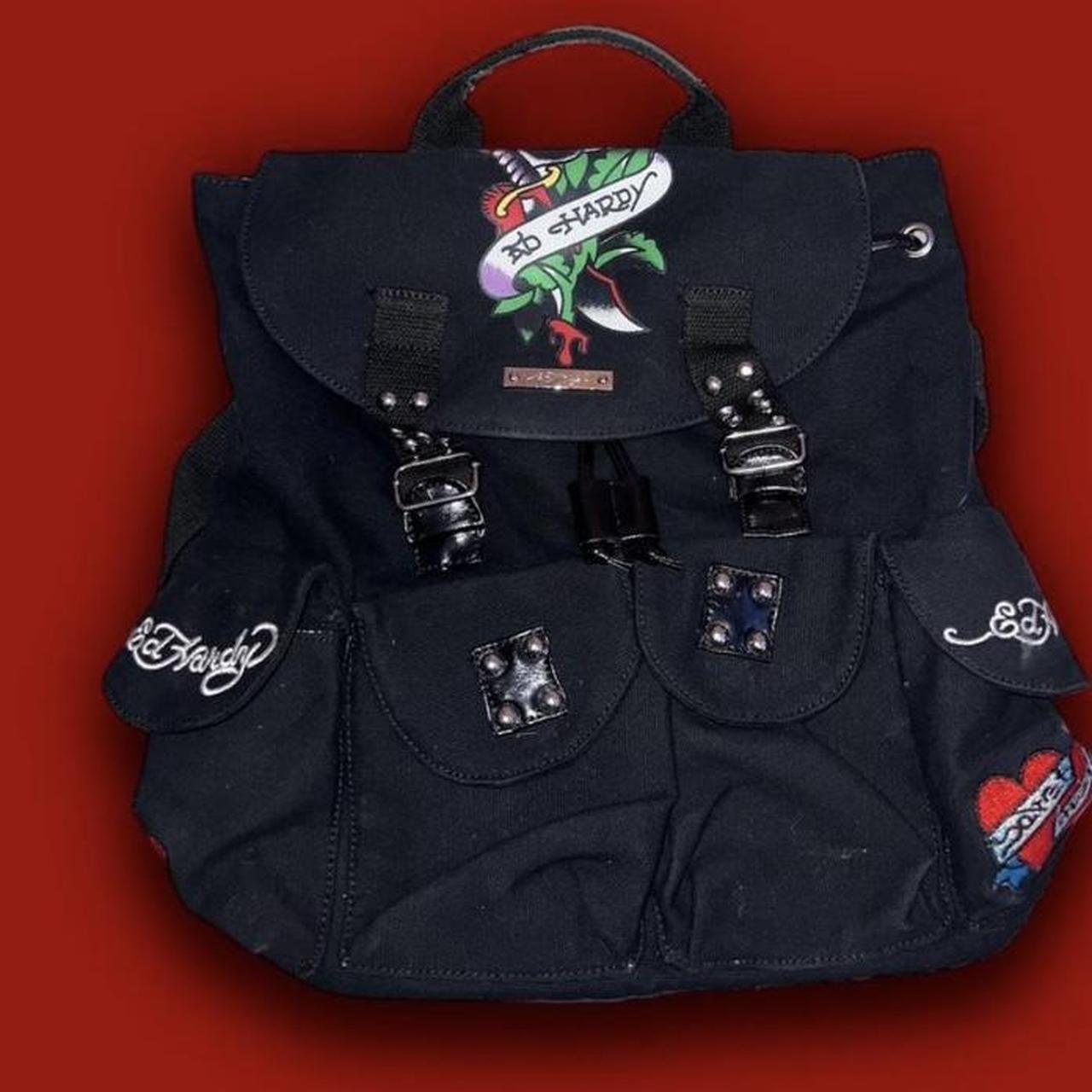 ED HARDY BACKPACK flaw shown in photos PLEASE... - Depop