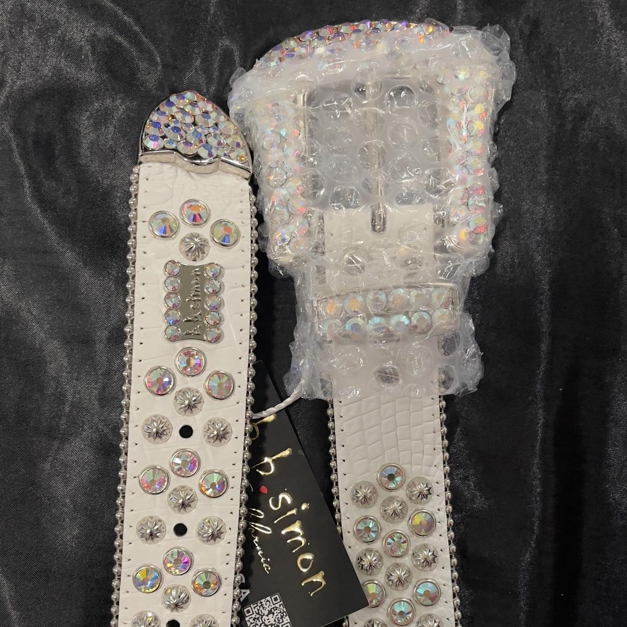 BB Simon Belt Lavasan White/AB Size 38 Sku:... - Depop