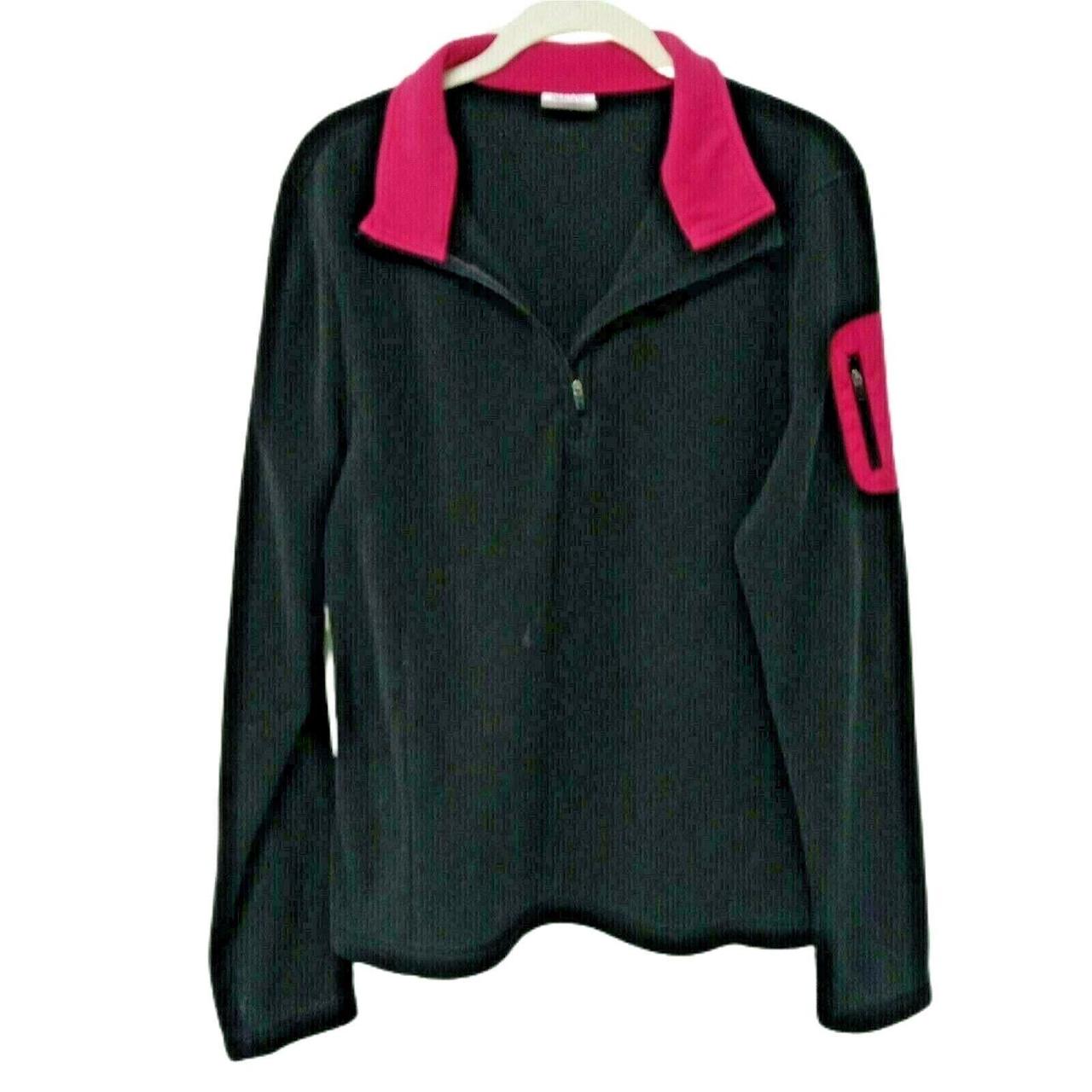 Black Fushia Fleece Jacket Long Sleeve 1/4 Zip Mock... - Depop