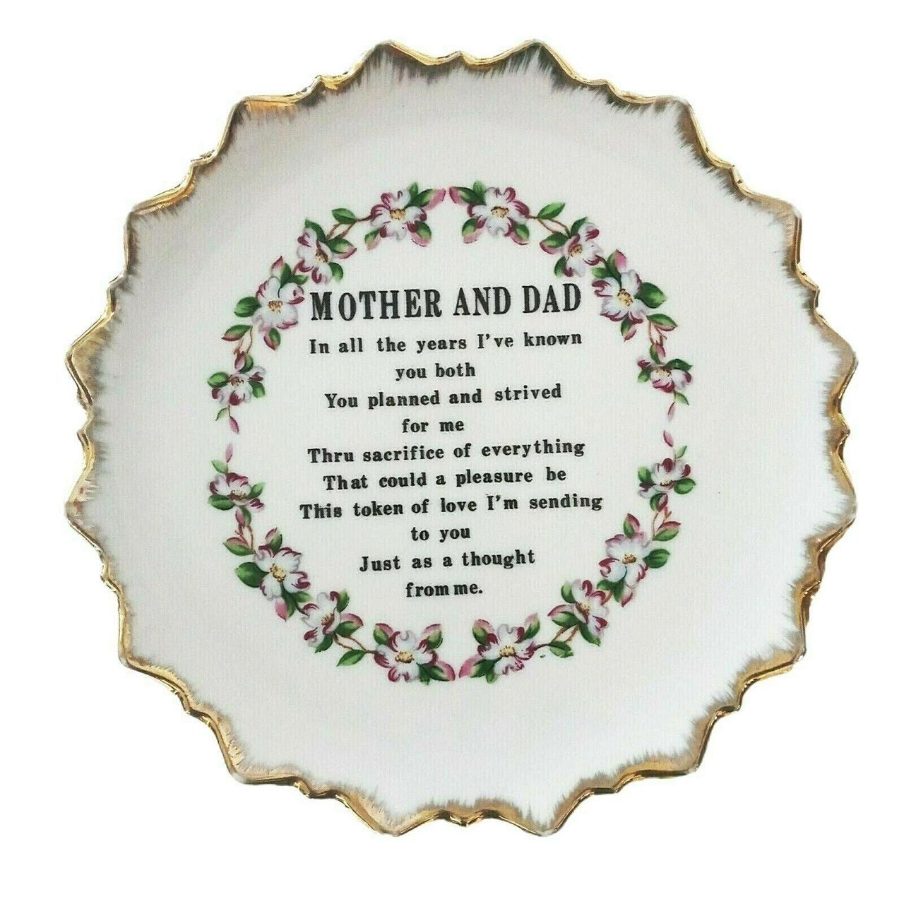 Parents Mother Dad Father Poem Plate Pastel Floral... - Depop