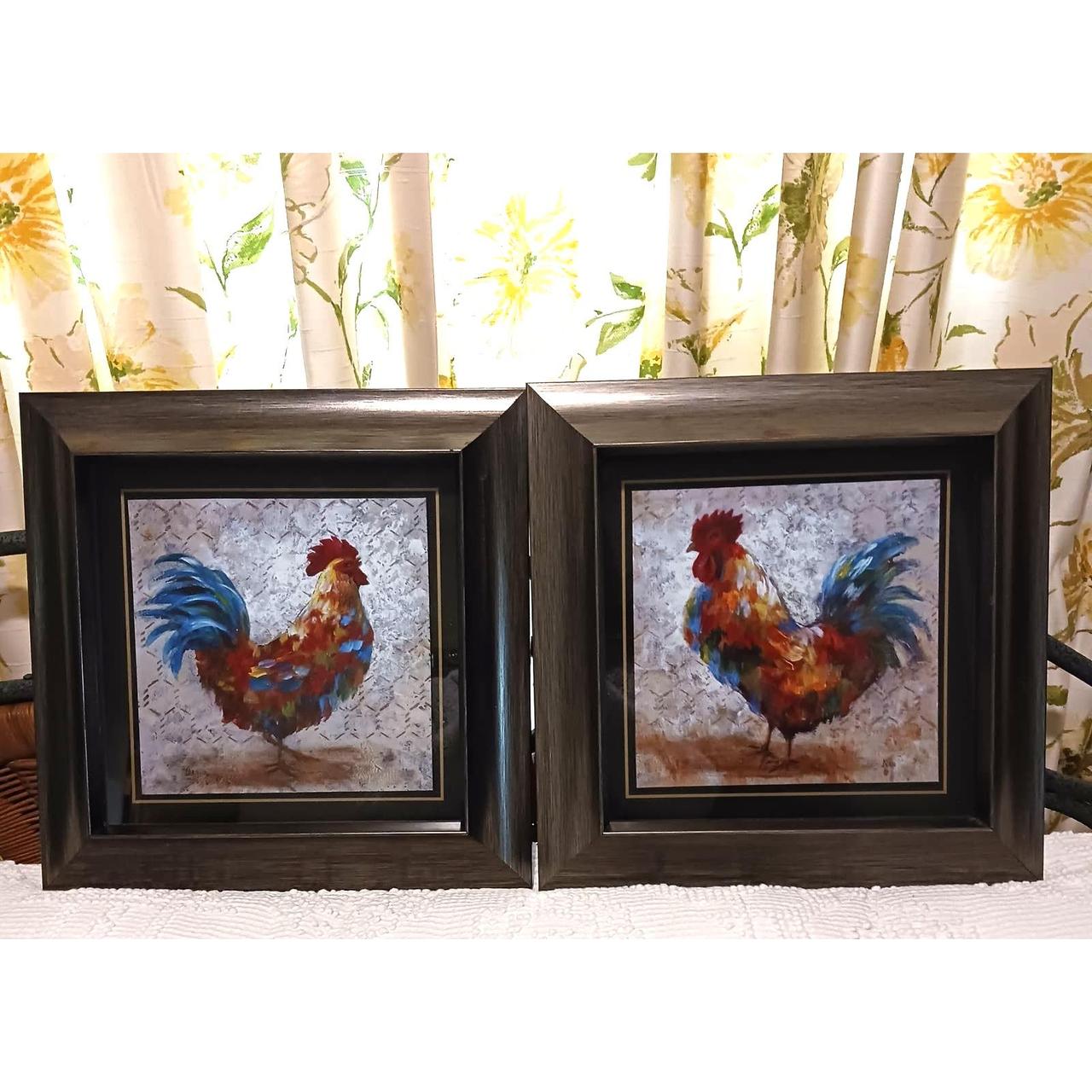 2 Rooster Chicken Framed Pictures Prints Art... - Depop
