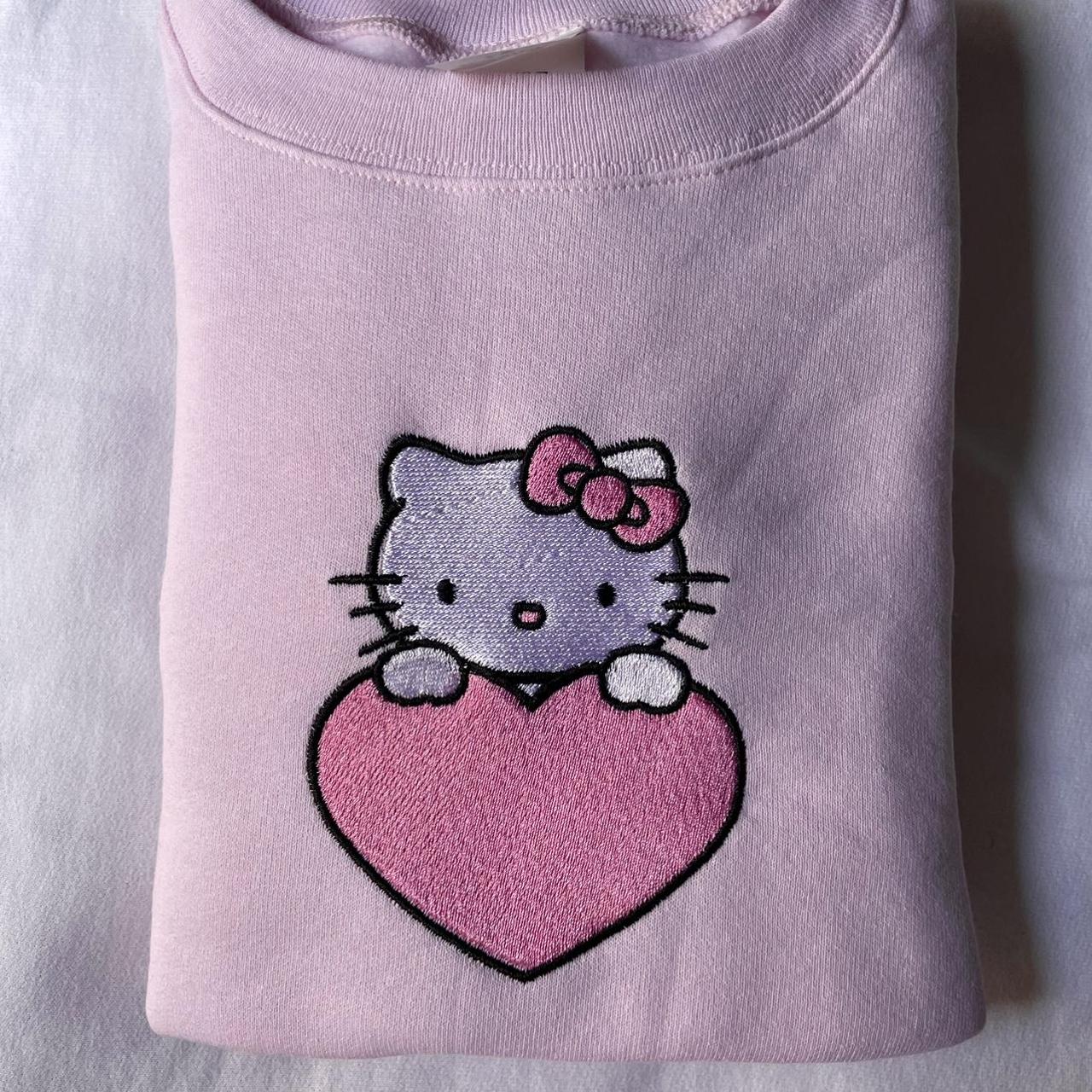 🎀 Hello kitty pink heart embroidered handmade sanrio... - Depop