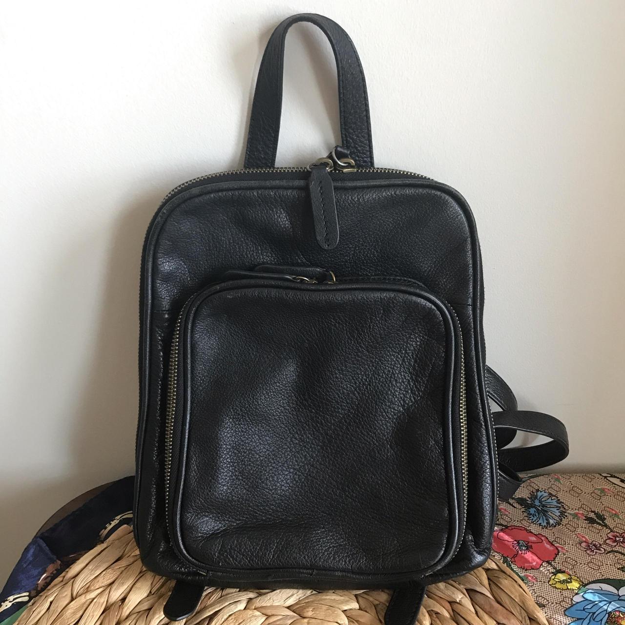 Margot mini black leather backpack - Depop