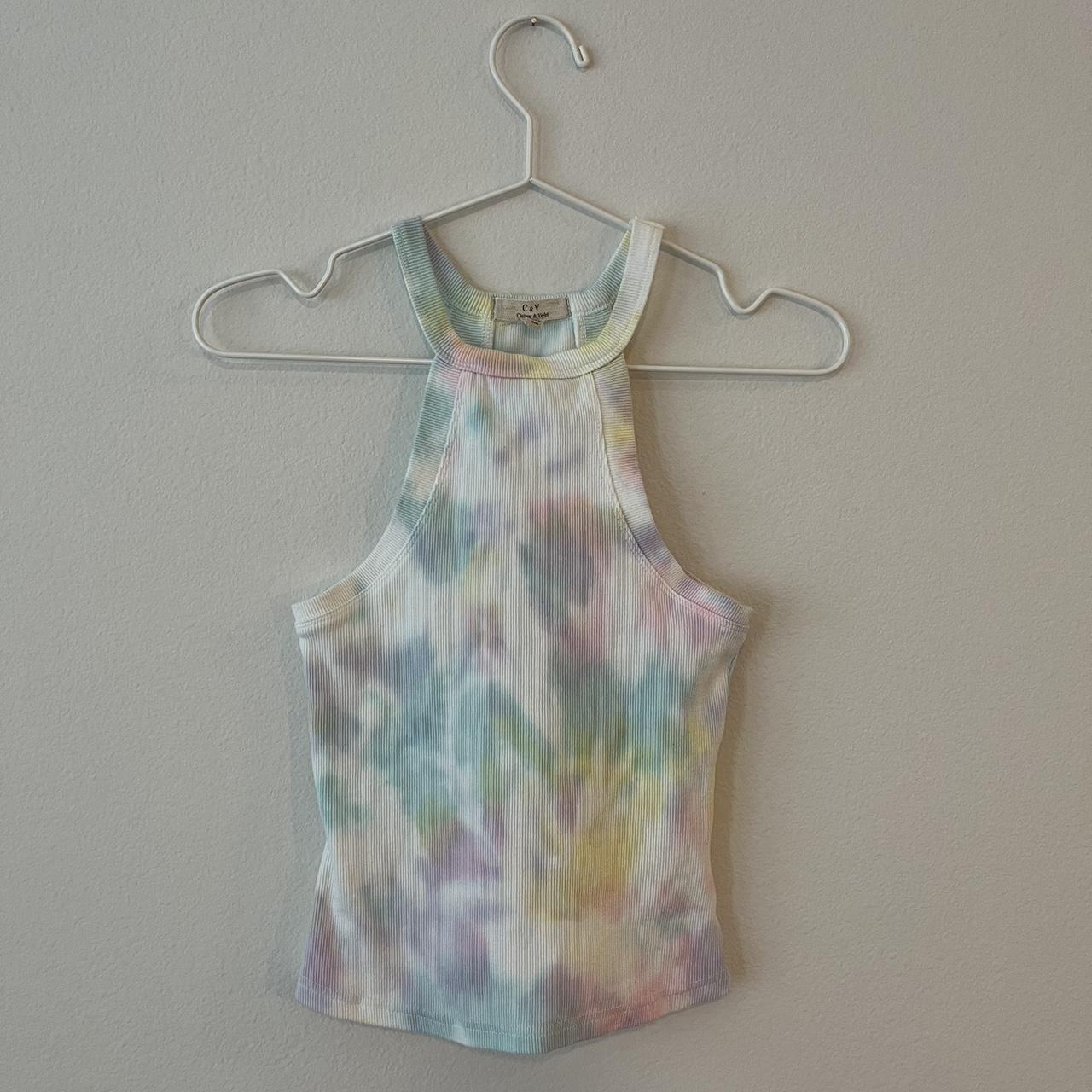 pastel tie dye ribbed tank top brand: Chelsea &... - Depop