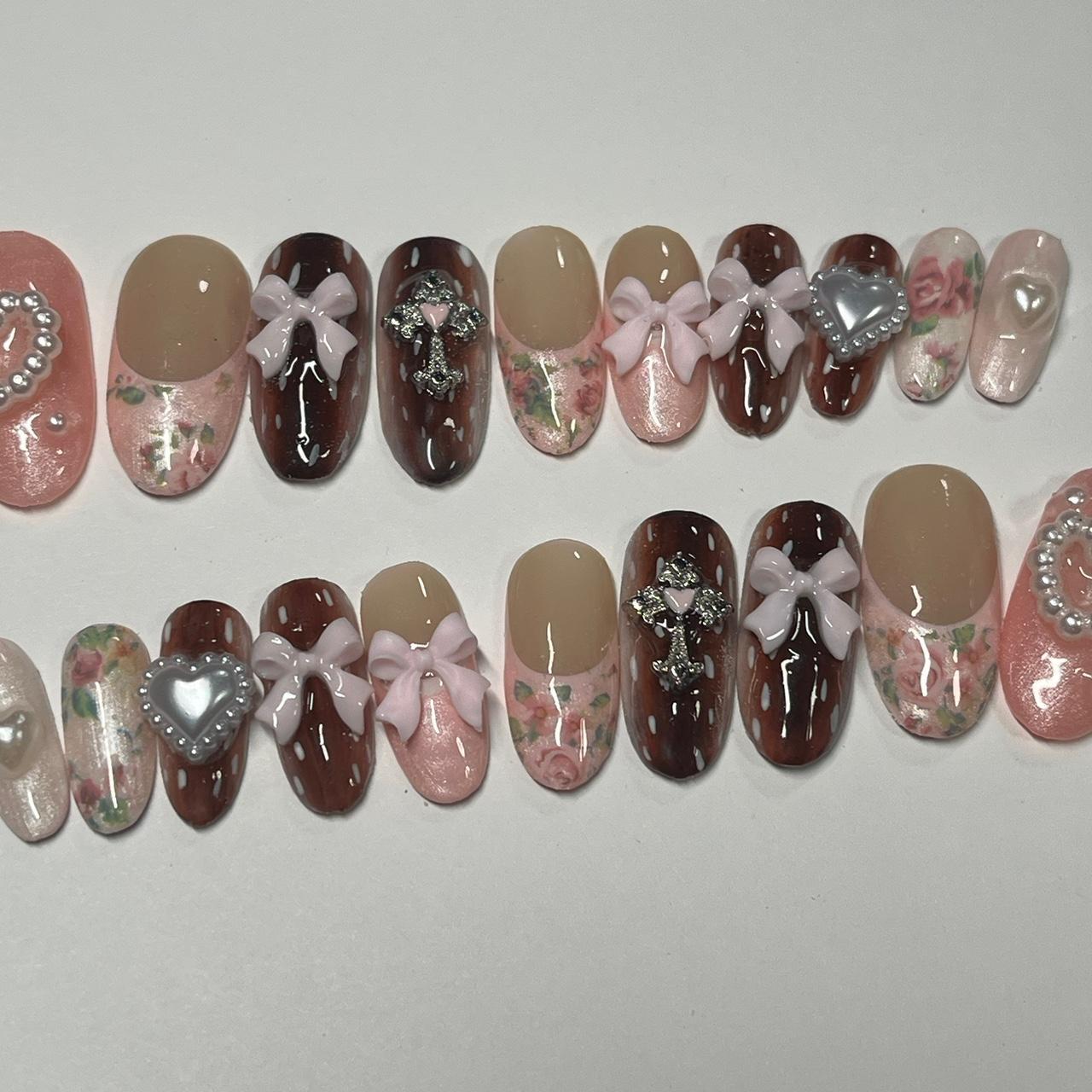 spring fawn press on nail set handmade includes 20... | Depop