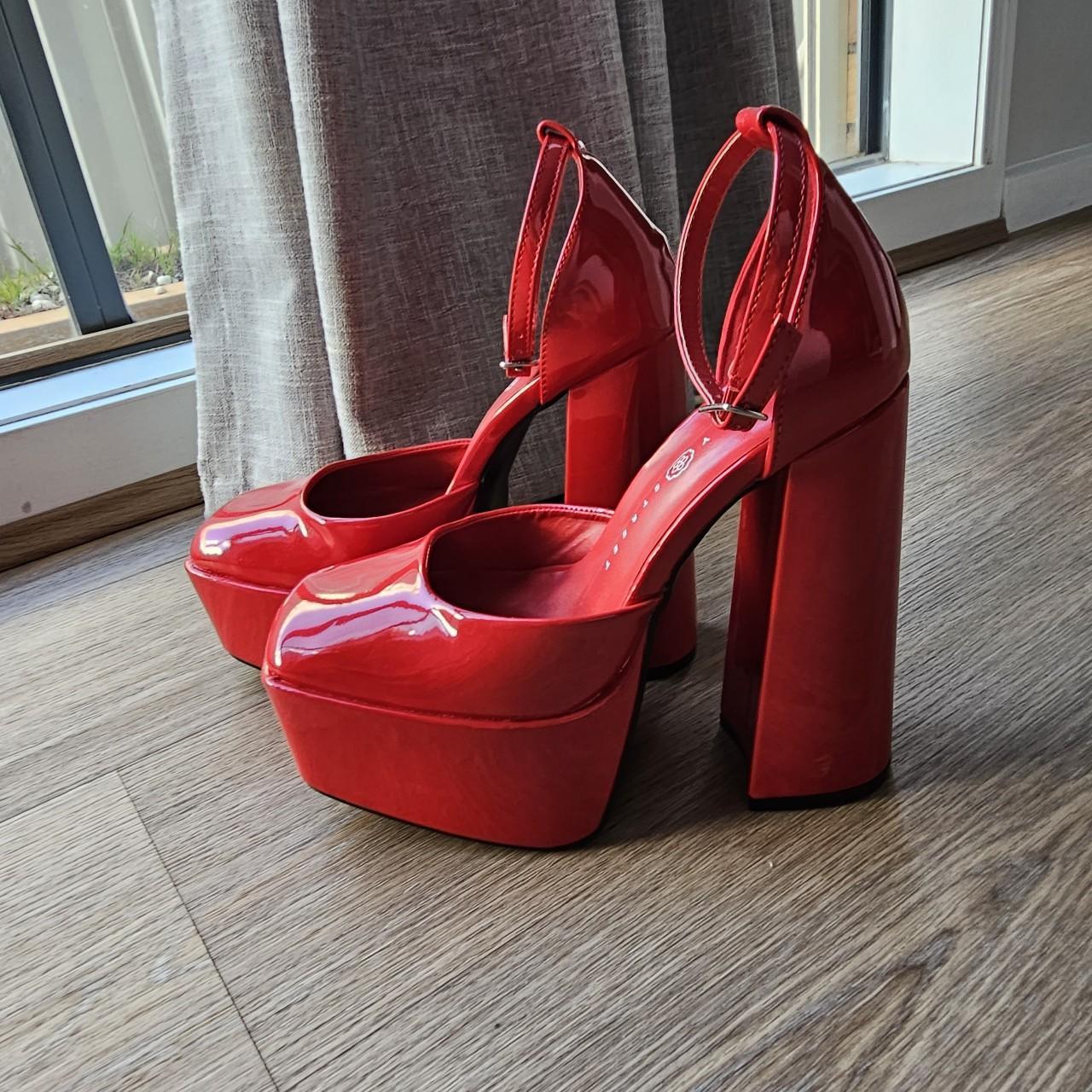 Red size aus 6 platform heels, brand new never worn - Depop