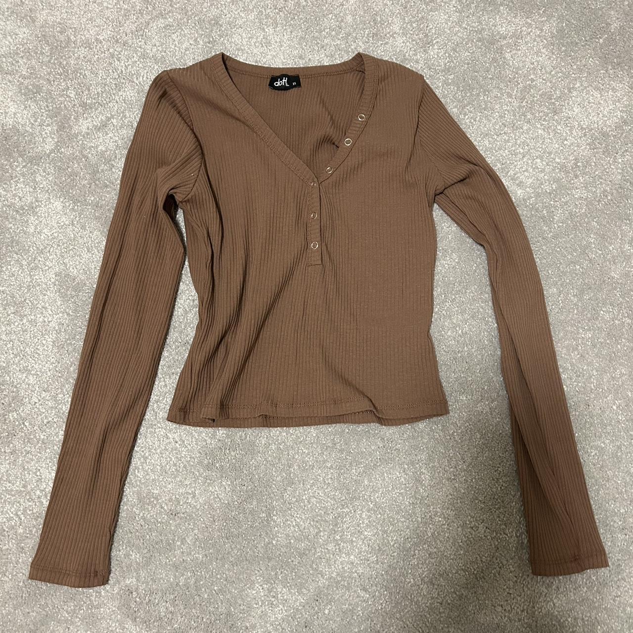 Coquette pink and brown button up long... - Depop