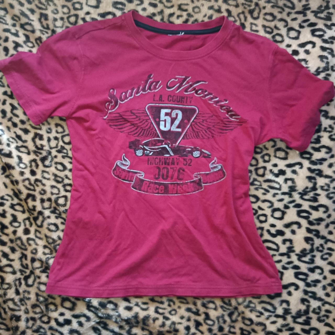 Red baby tee Fits size 8 well No tag #2000s... - Depop