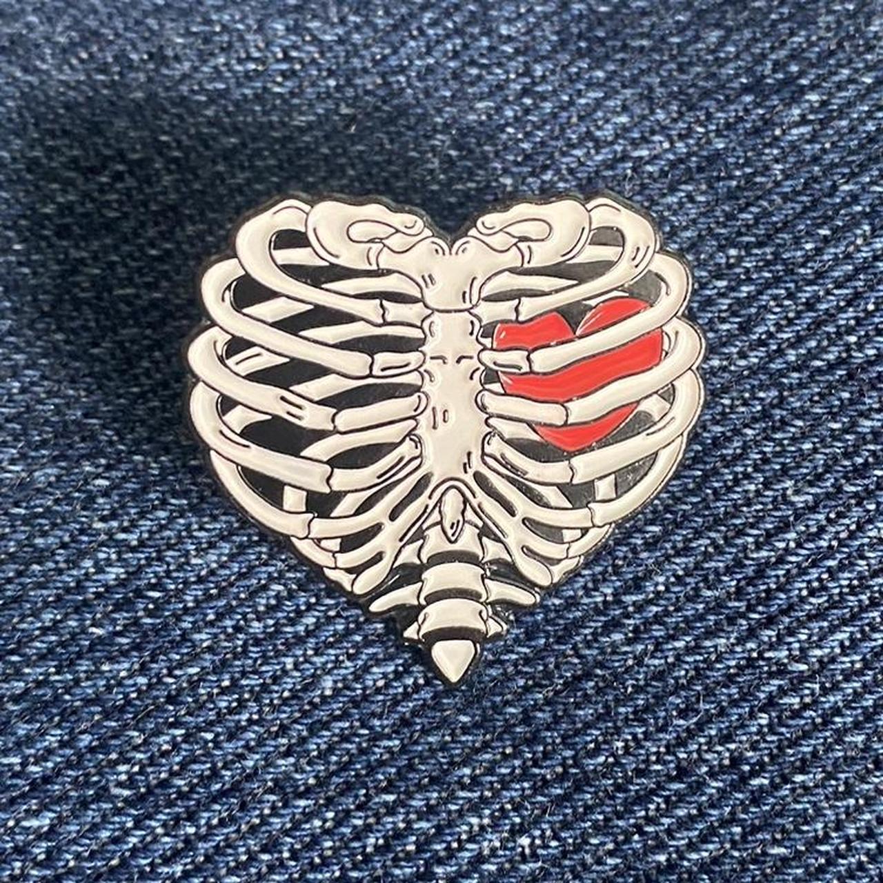 Enamel Pin Rib Cage & Heart Enamel Pin #enamelpin... - Depop