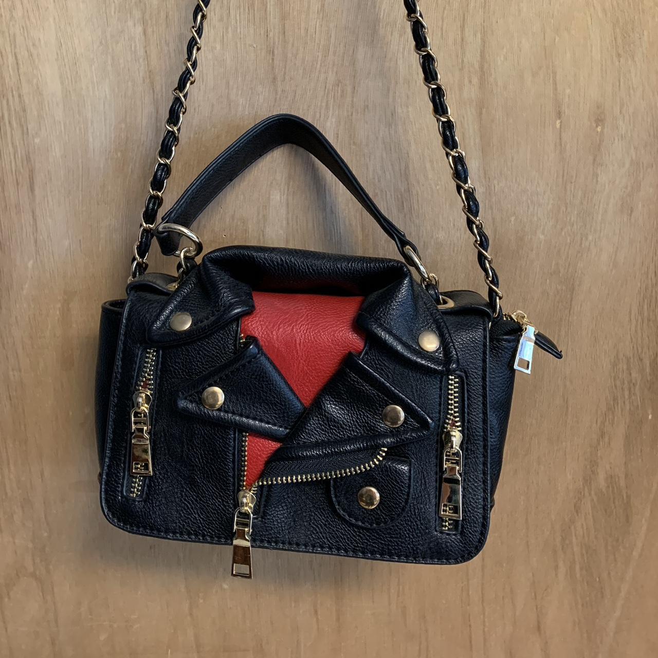 Leather biker jacket bag - Depop