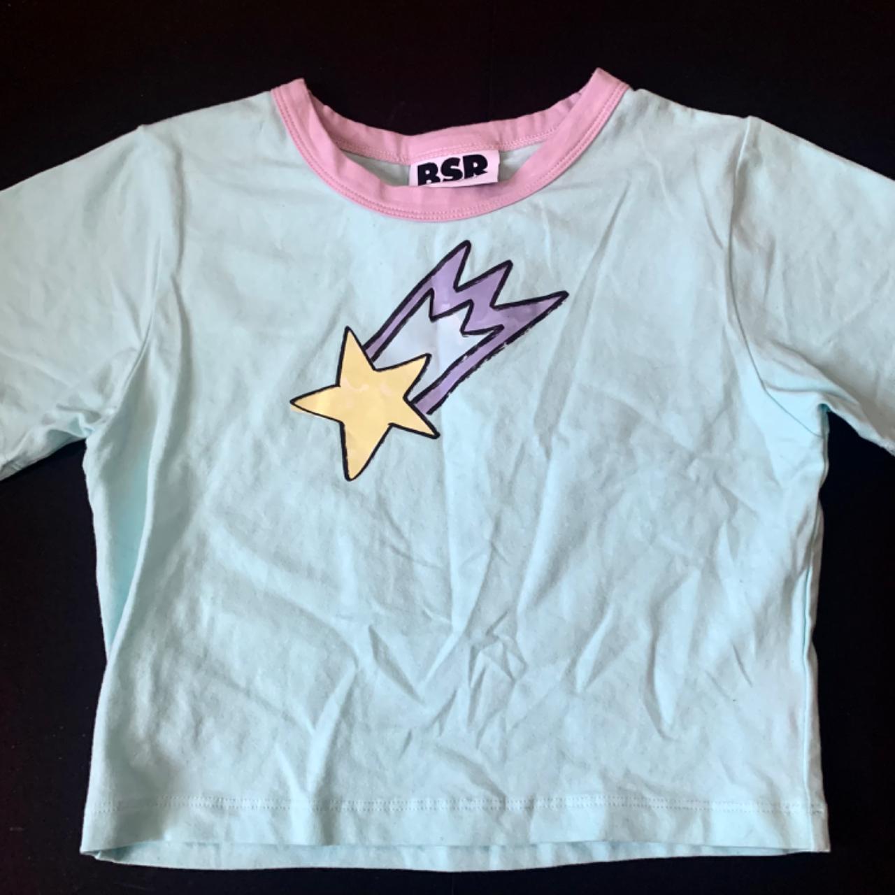graphic ringer style tee cute pastels and lightning... - Depop