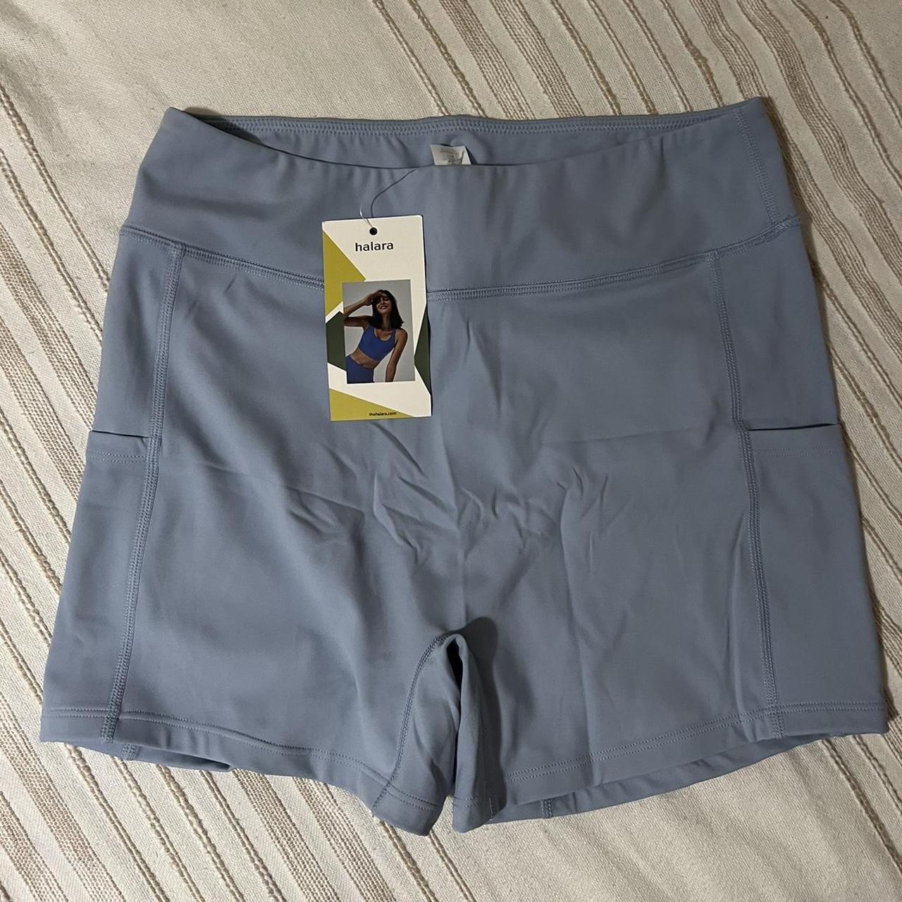 Halara Light Blue Gym Shorts Never Worn Still Depop