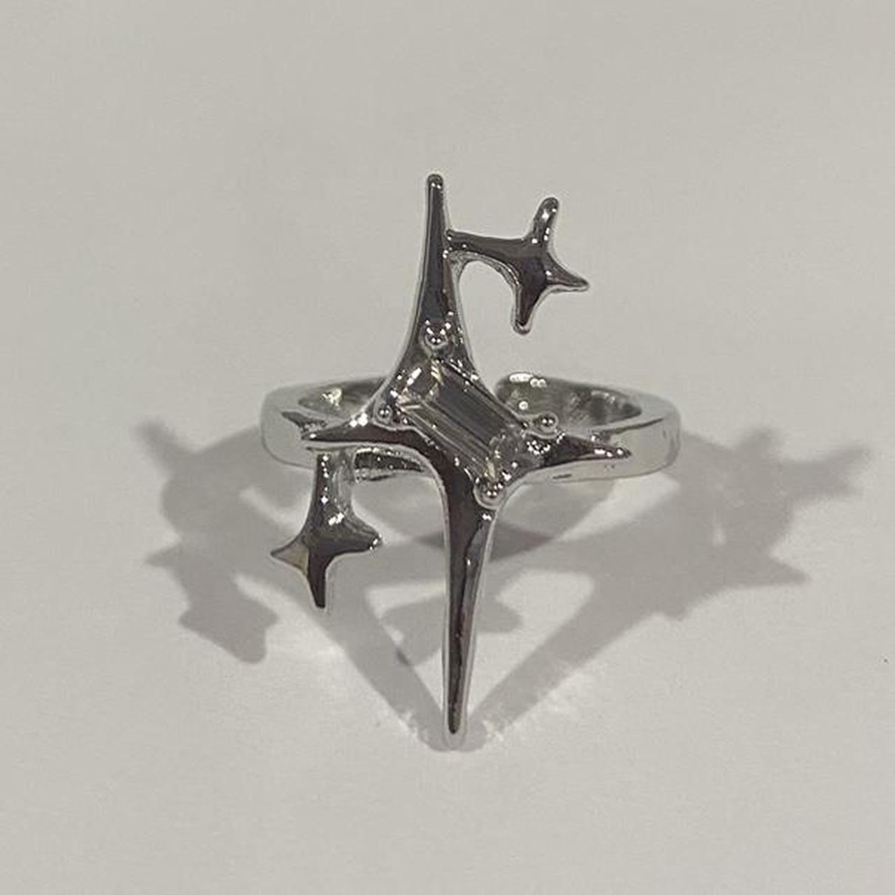 silver star shaped ring size 5 ️ see my shop for... - Depop