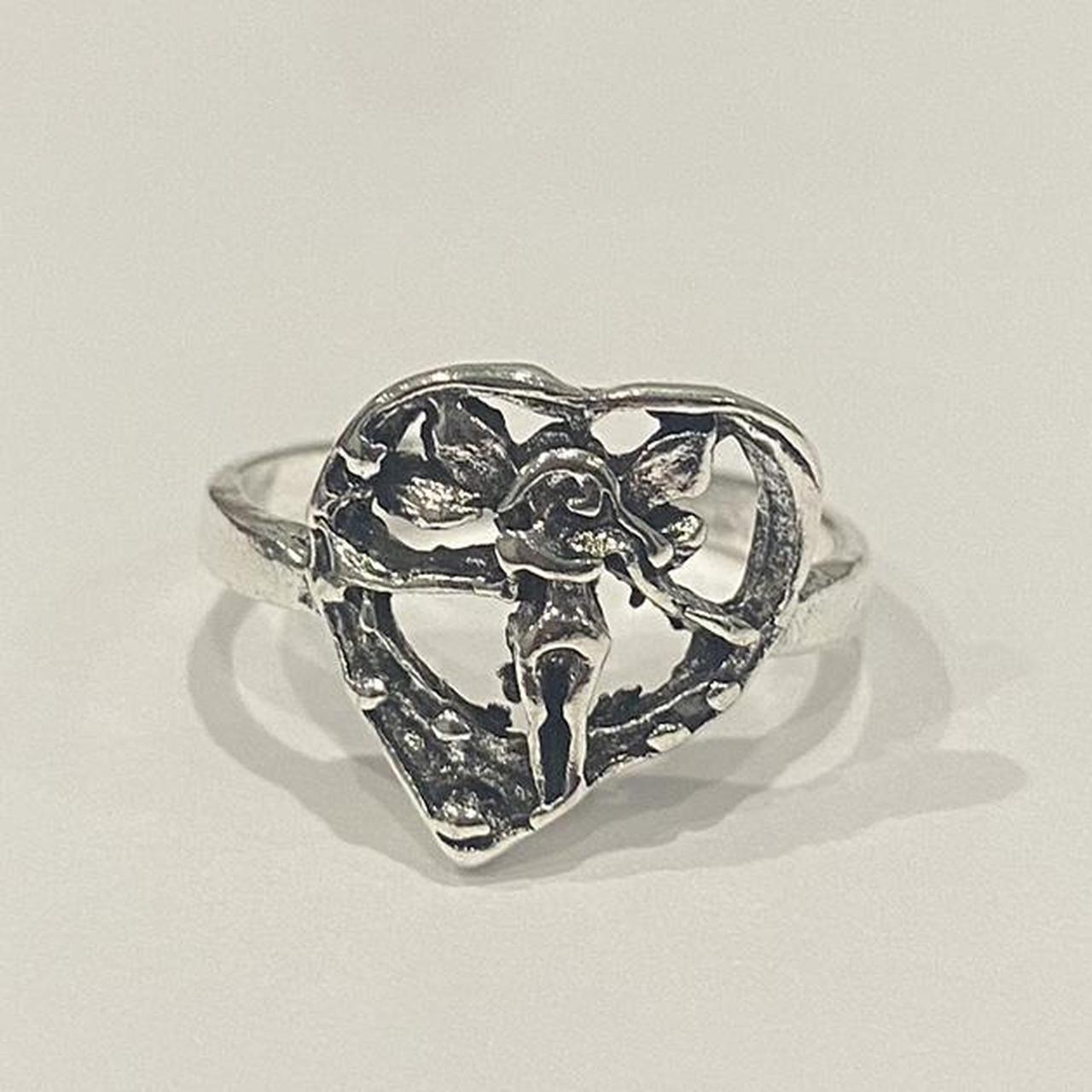 silver heart angel ring size 8/8.5 💗 see my shop... - Depop