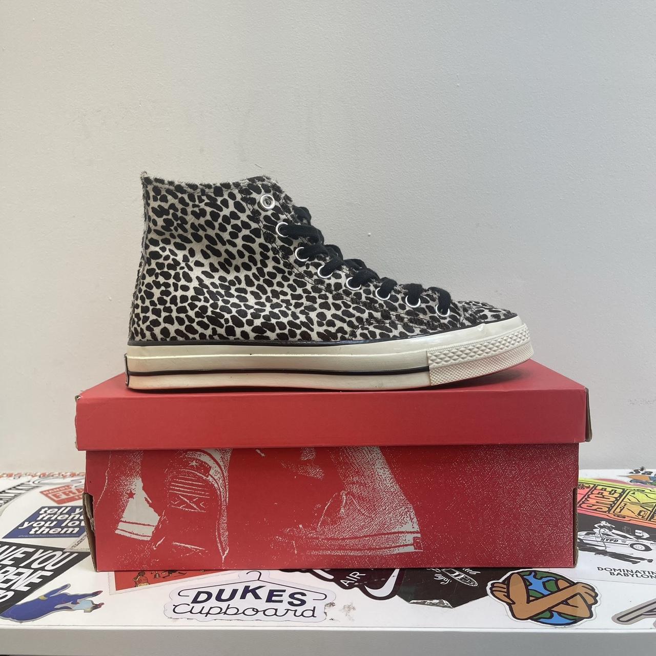 Converse Chuck Taylor 70 Hi, faux fur leopard, worn... - Depop