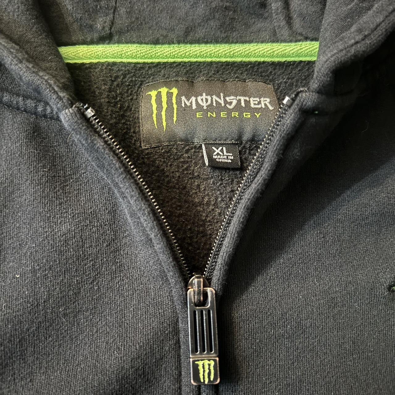 Black and green Y2K Monster Energy zip up - Depop