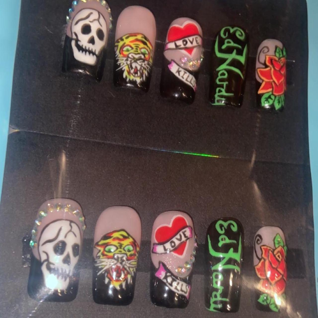 Ed hardy nails ⛓️ Size - S #edhardy #edhardynails... - Depop