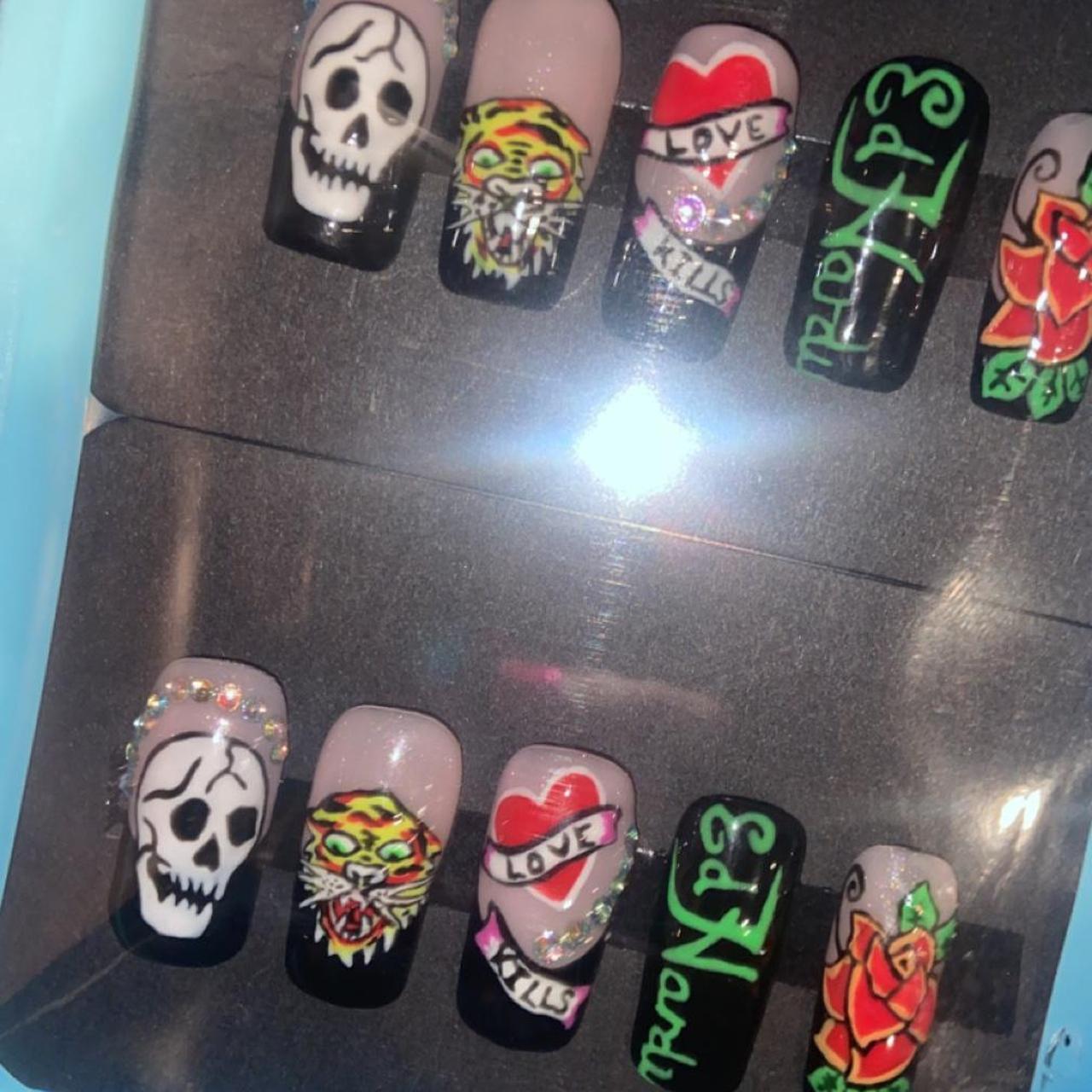 Ed hardy nails ⛓️ Size - S #edhardy #edhardynails... - Depop