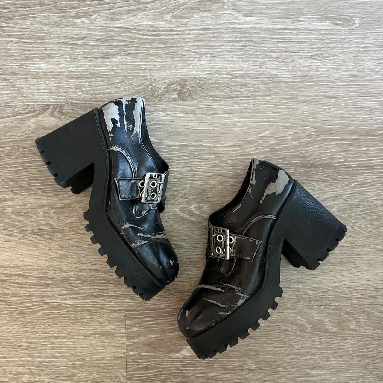 adorable preloved black punk pilgrim platform buckle... - Depop