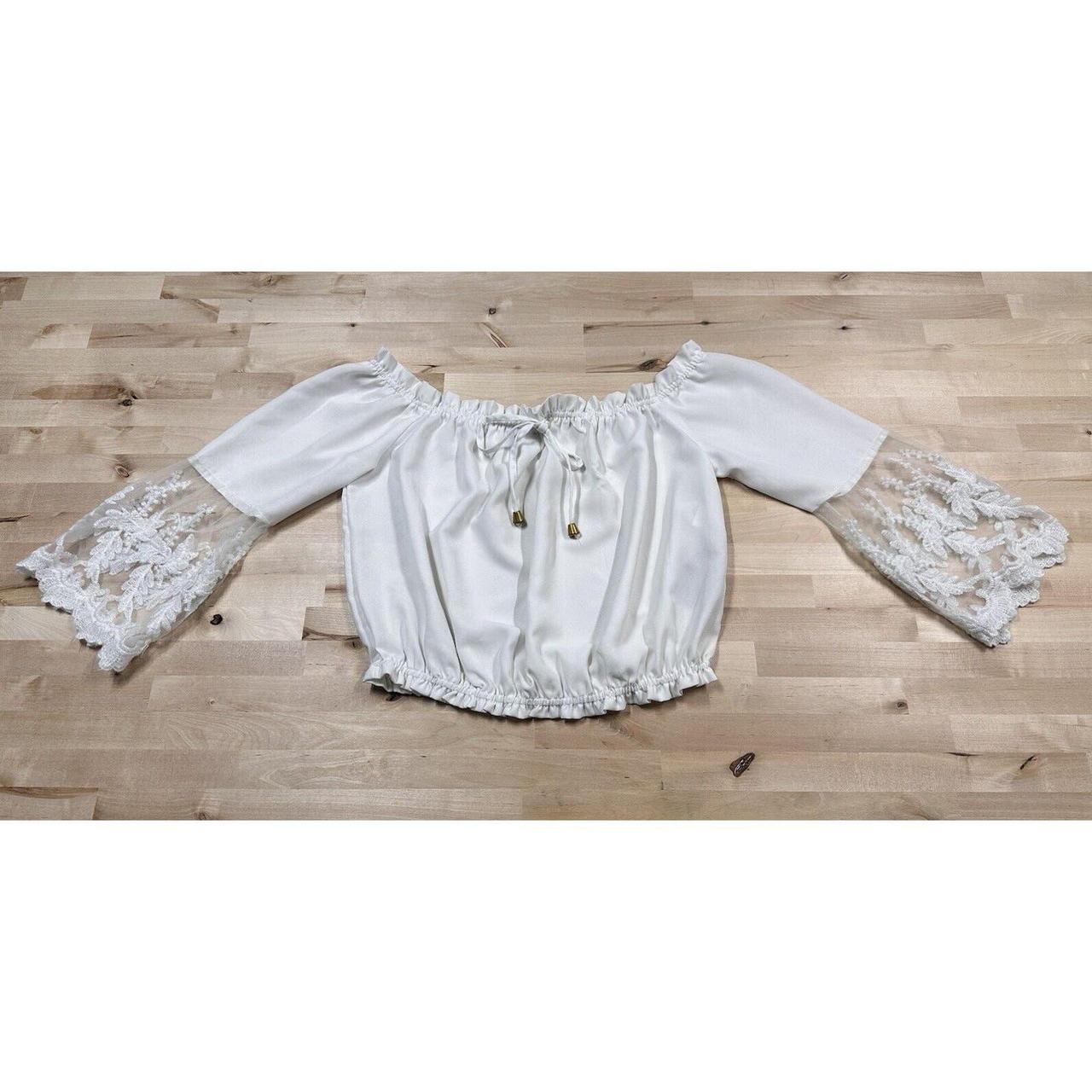 RedTag Women White Boho Long Sleeve Crop Top Lace... - Depop