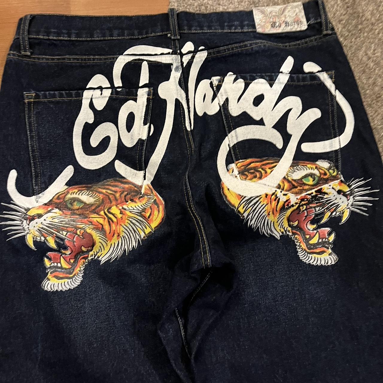 Ed Hardy Tiger print Waist - 36 Inseam 34 Leg... - Depop