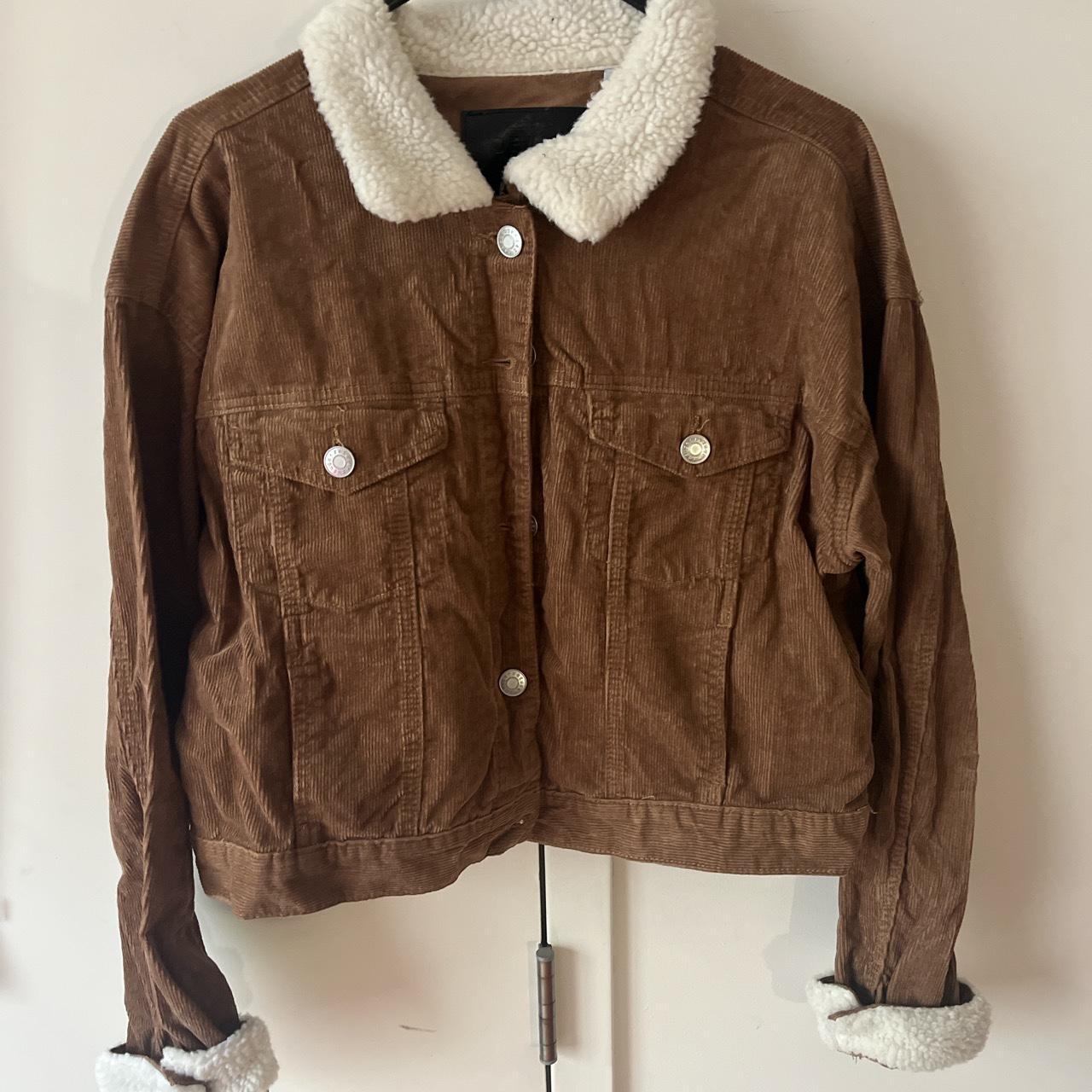 Brown Corduroy Jacket Wrist and collar lined with... - Depop