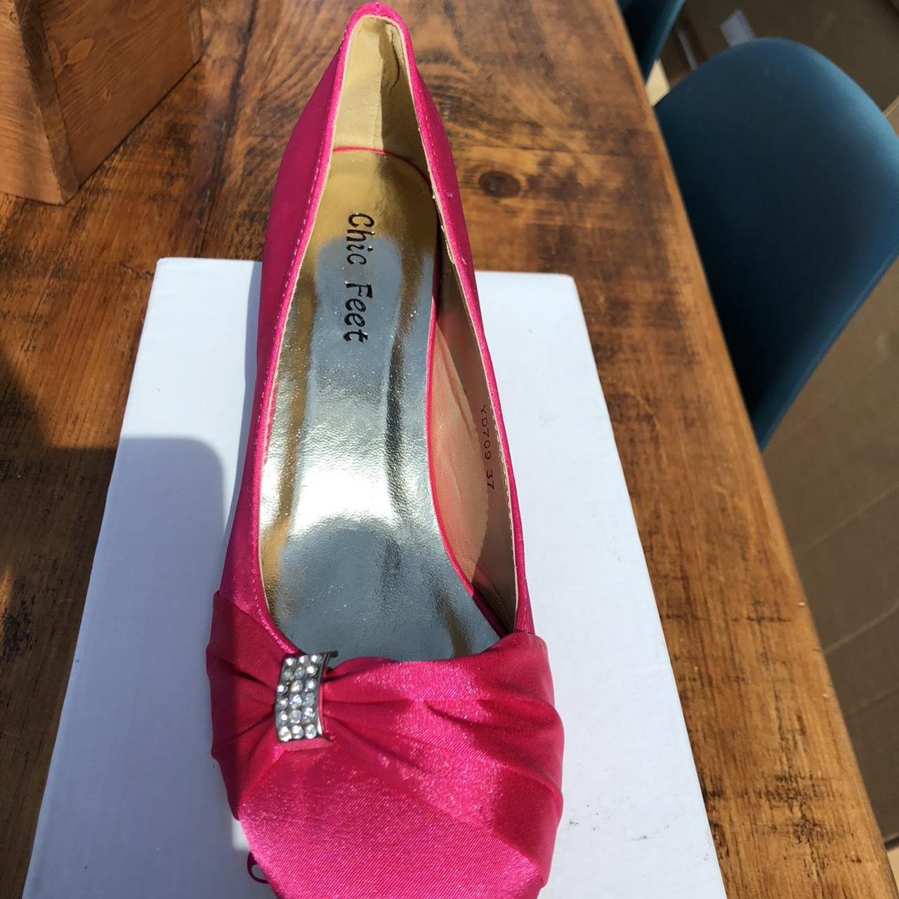 Brand New Hot Pink Satin Low Heel Satin Court Shoes... - Depop