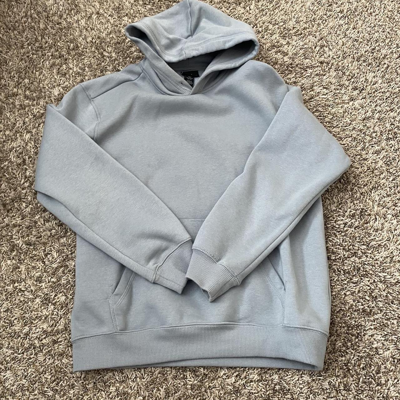 h&m baby blue hoodie worn twice size... - Depop